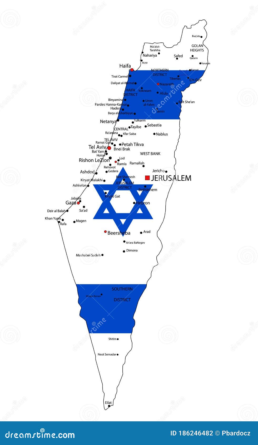 Israel - Highly Detailed, Editable Political Map With Labeling. Cartoon ...