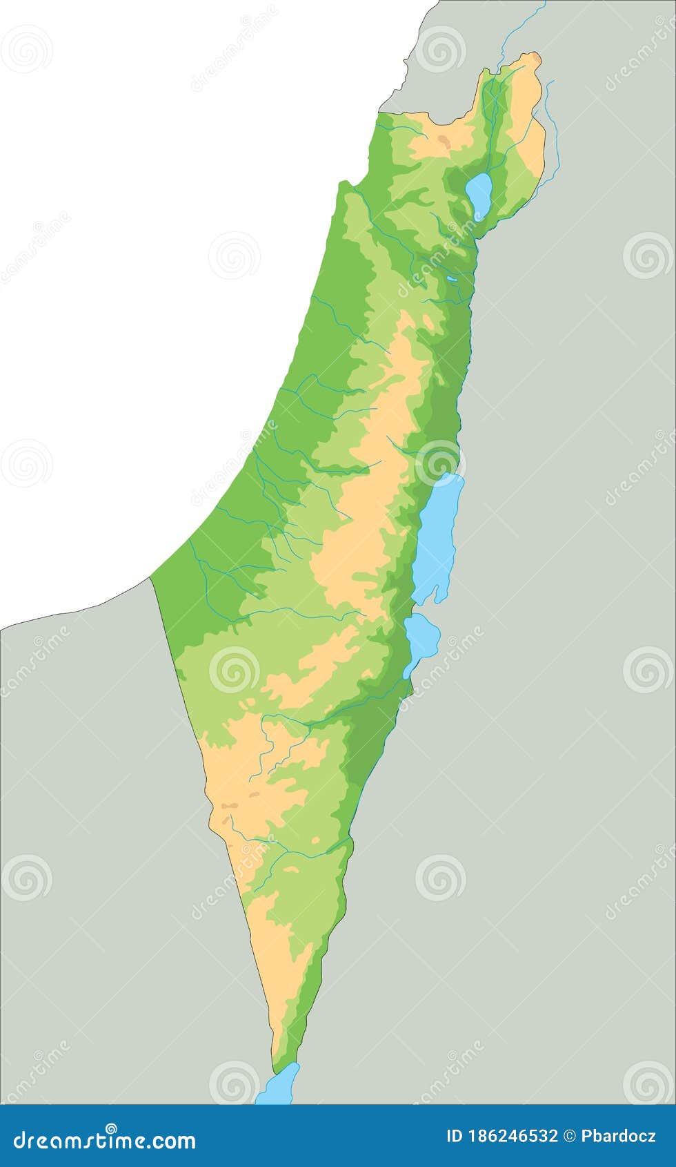 High Detailed Israel Physical Map. Stock Vector - Illustration of ...
