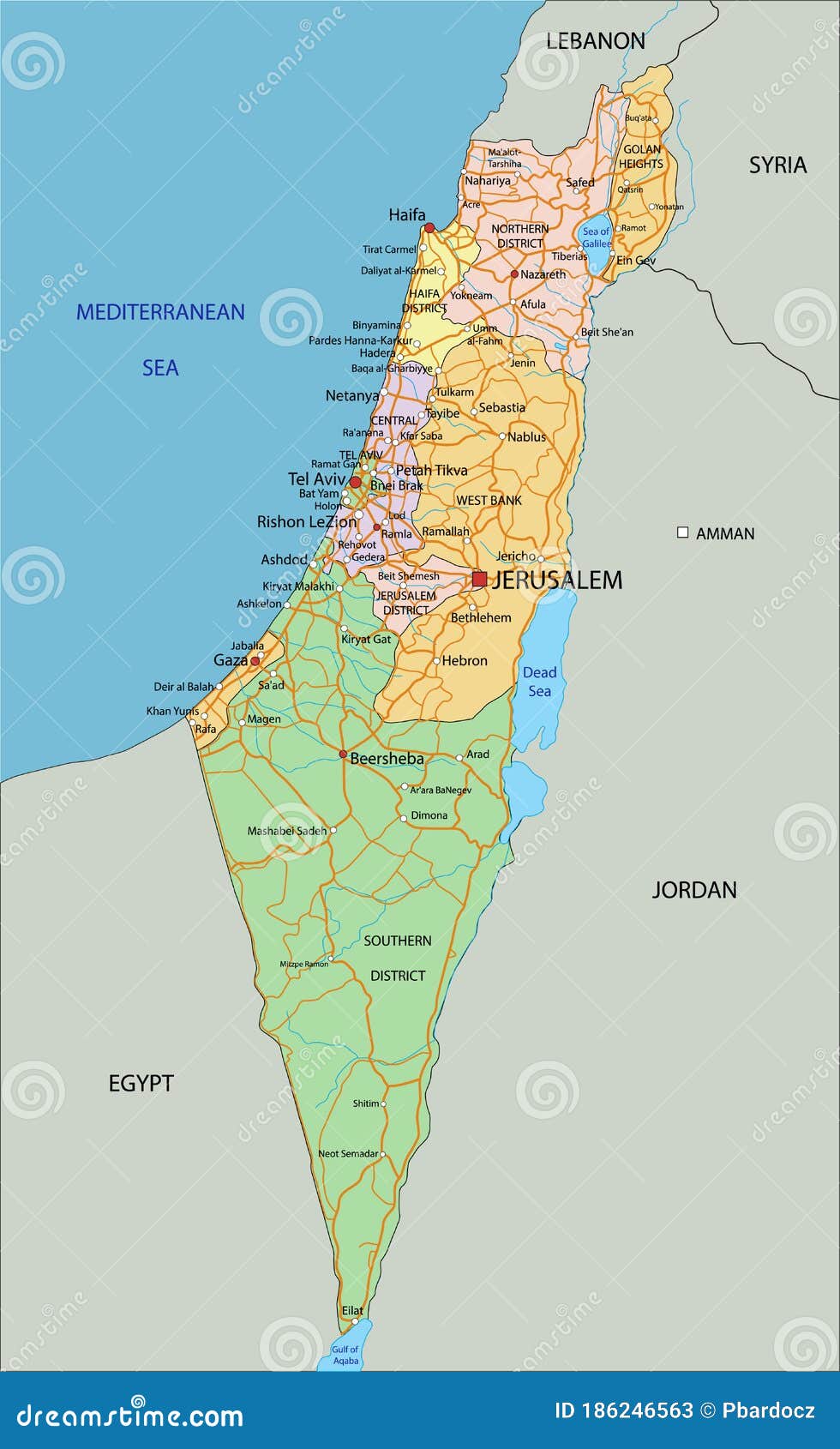 Israel - Highly Detailed, Editable Political Map With Labeling. Cartoon ...