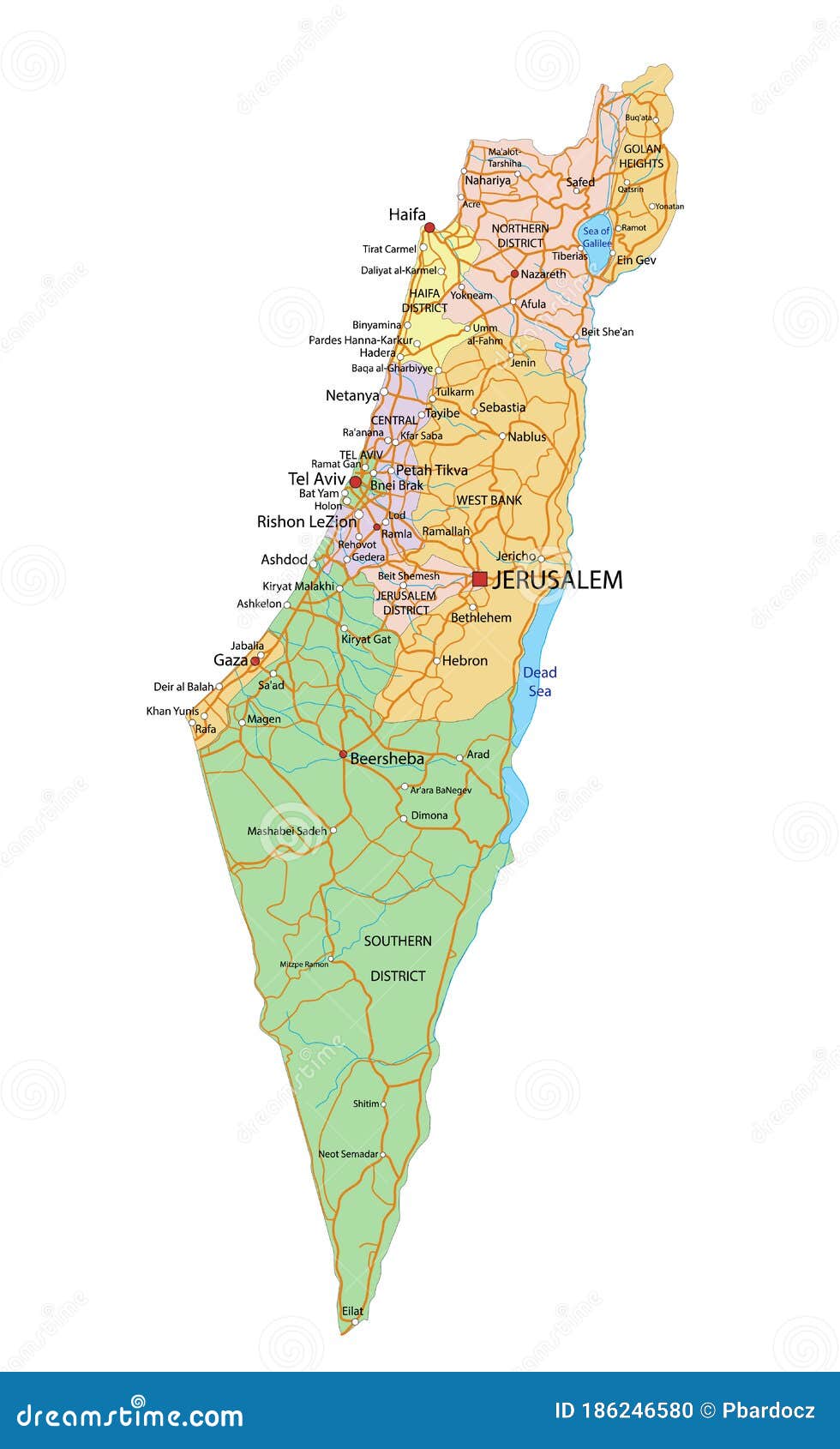 Israel - Highly Detailed, Editable Political Map with Labeling. Stock ...