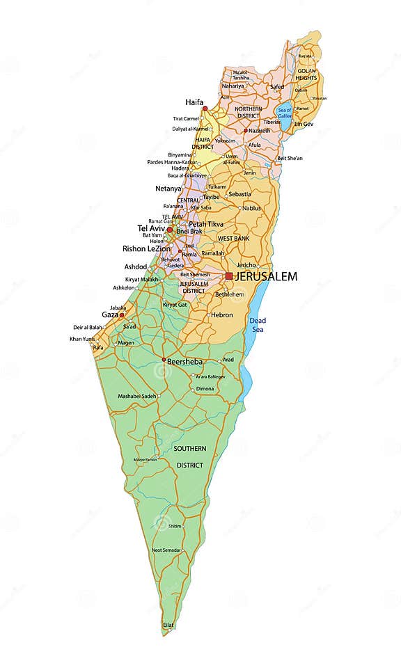 Israel - Highly Detailed, Editable Political Map with Labeling. Stock ...