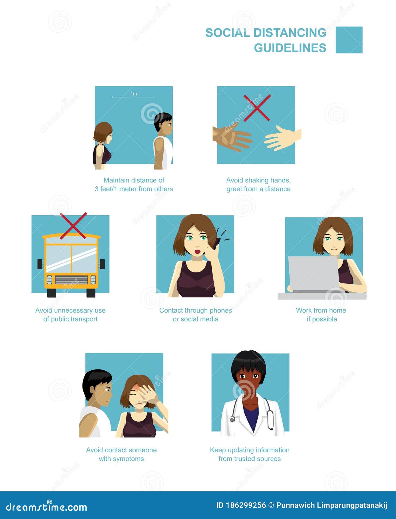 Social Distancing Guidelines Manga Woman Cartoon Stock Vector ...