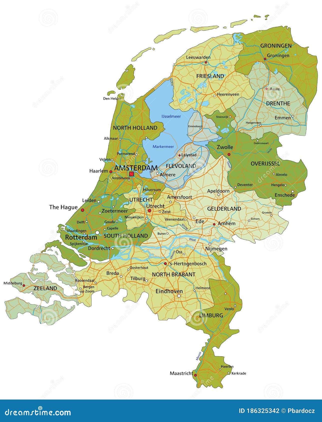 Political Map Of Netherlands With National Borders Vector Illustration ...