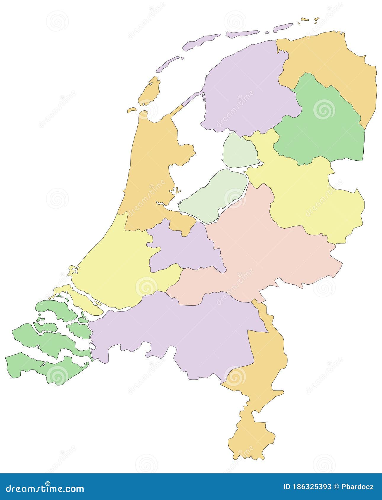 Netherlands - Highly Detailed Editable Political Map with Separated ...
