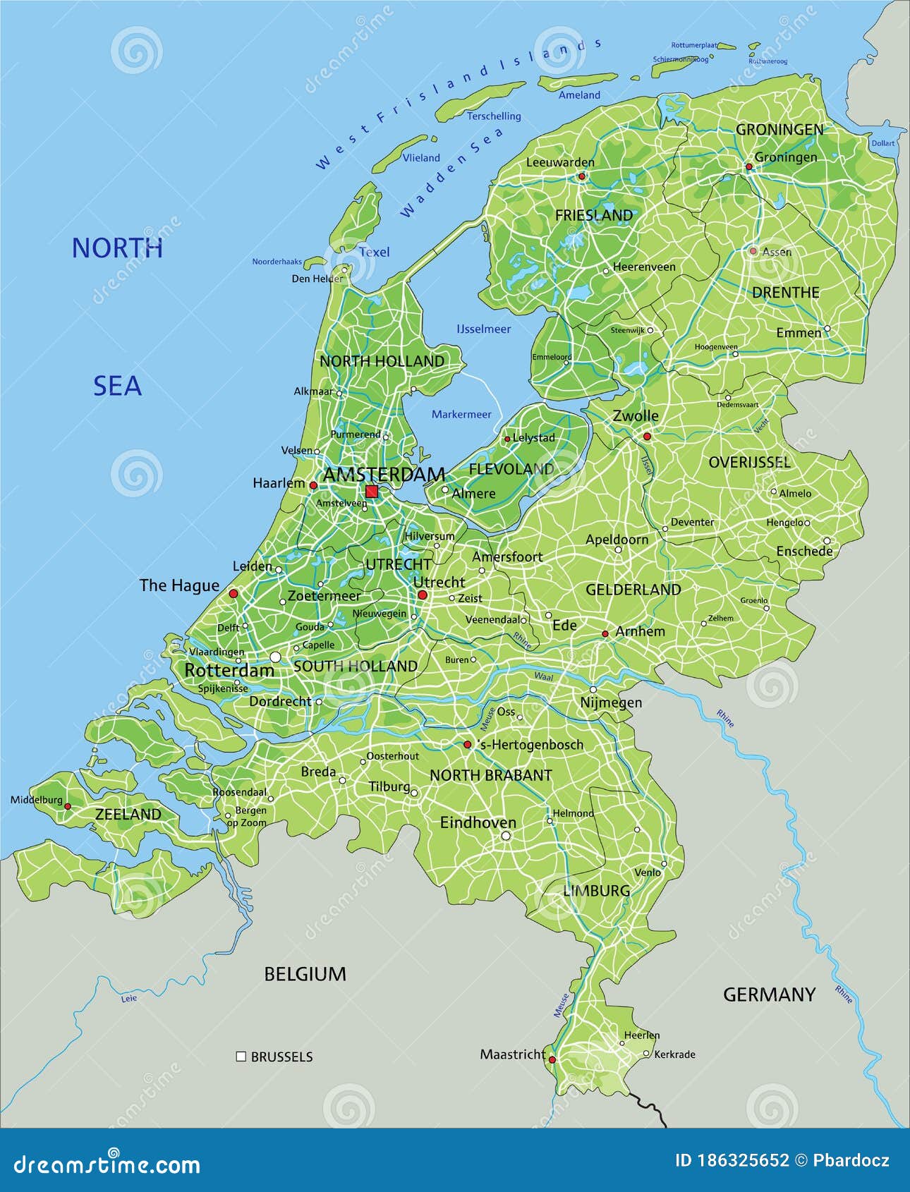 Benelux Physical Map Vector Illustration | CartoonDealer.com #118782044