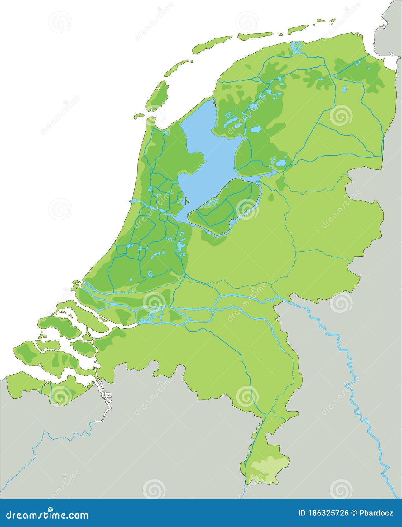 High Detailed Netherlands Physical Map. Stock Vector - Illustration of ...