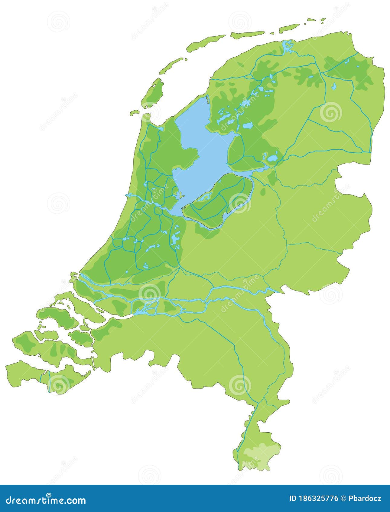 High Detailed Netherlands Physical Map. Stock Vector - Illustration of ...