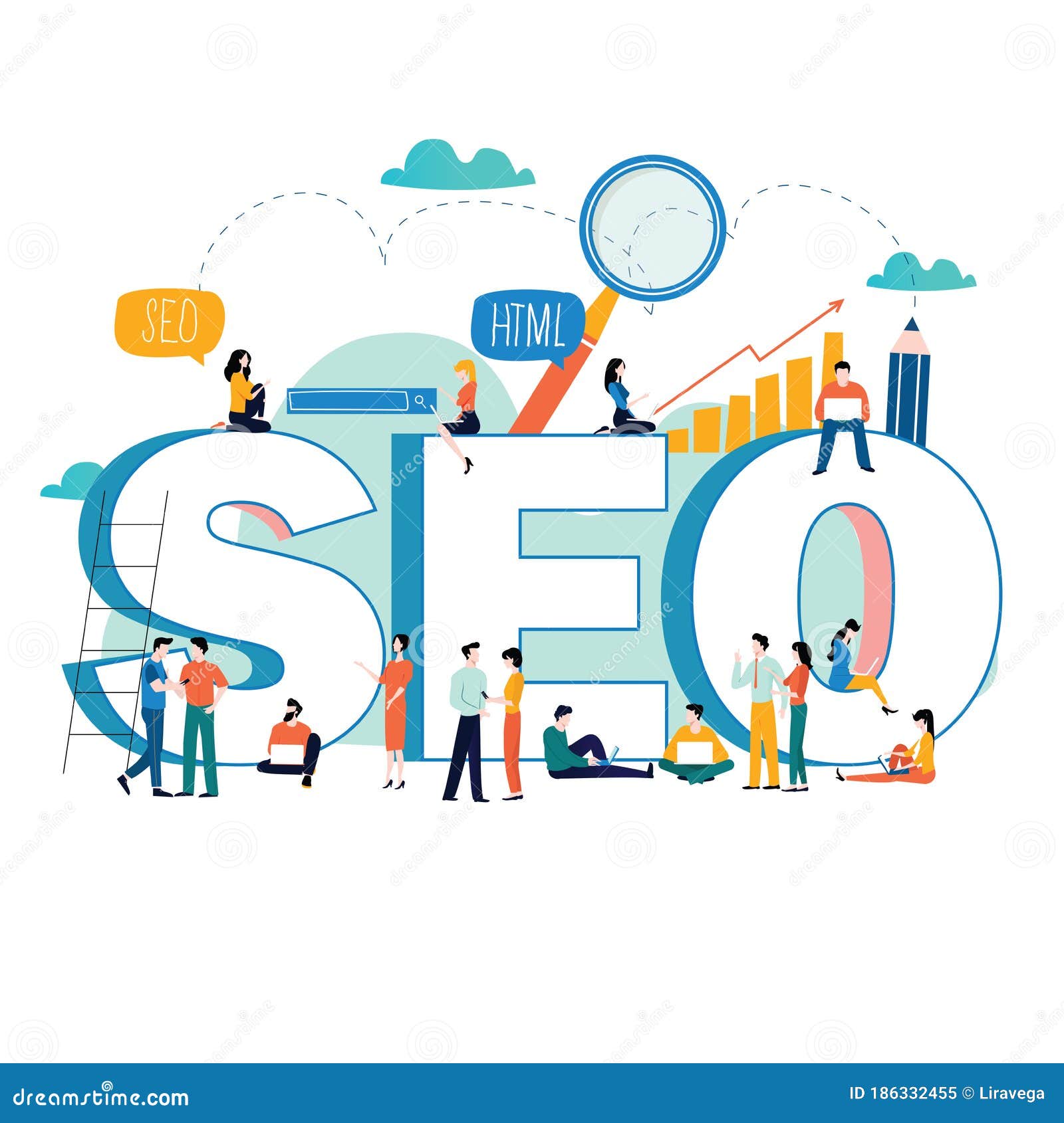 SEO, Search Engine Optimization, Keyword Research, Market Research Flat ...