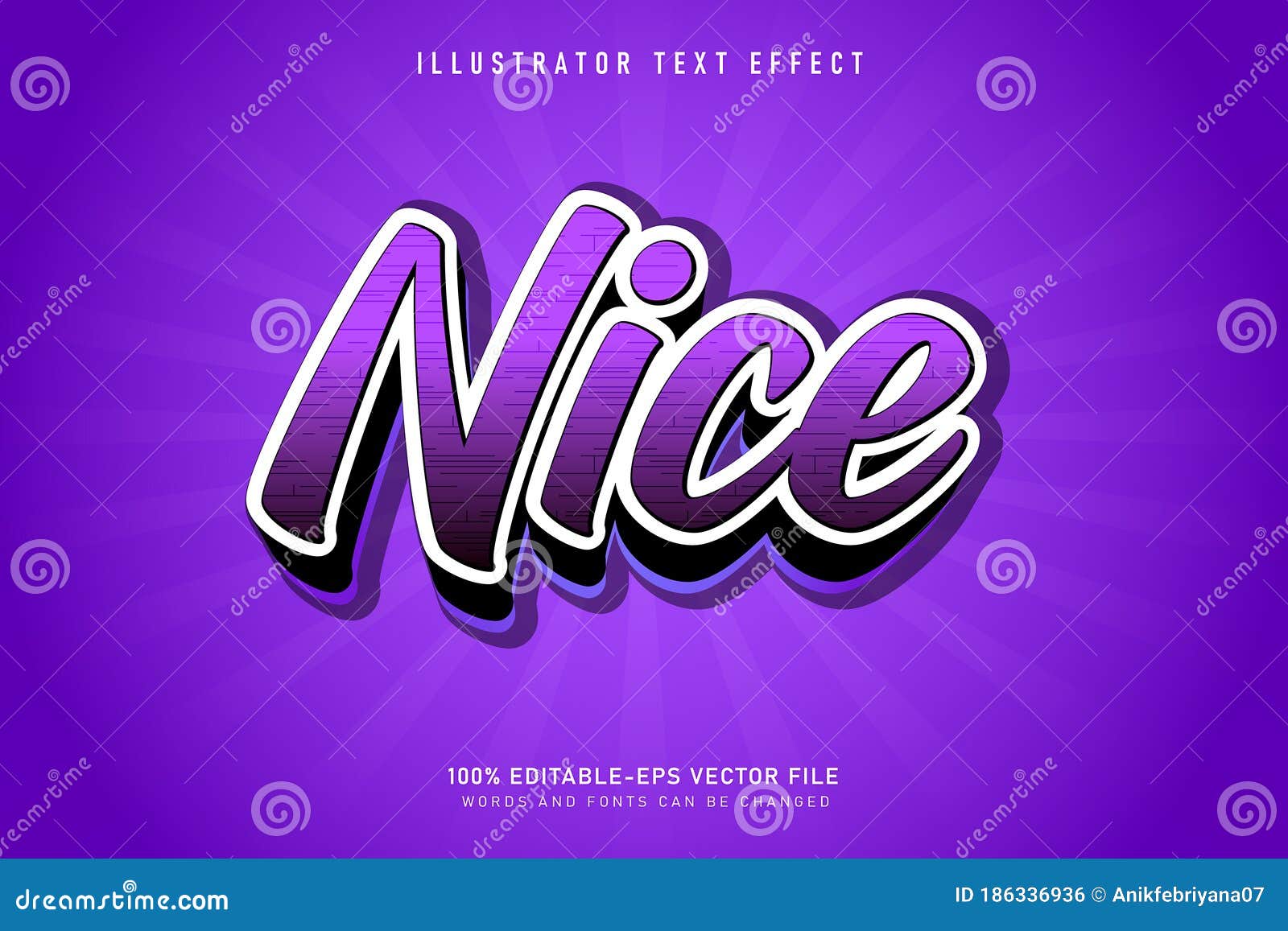 Nice Text Effect with Purple Background Stock Vector - Illustration of ...