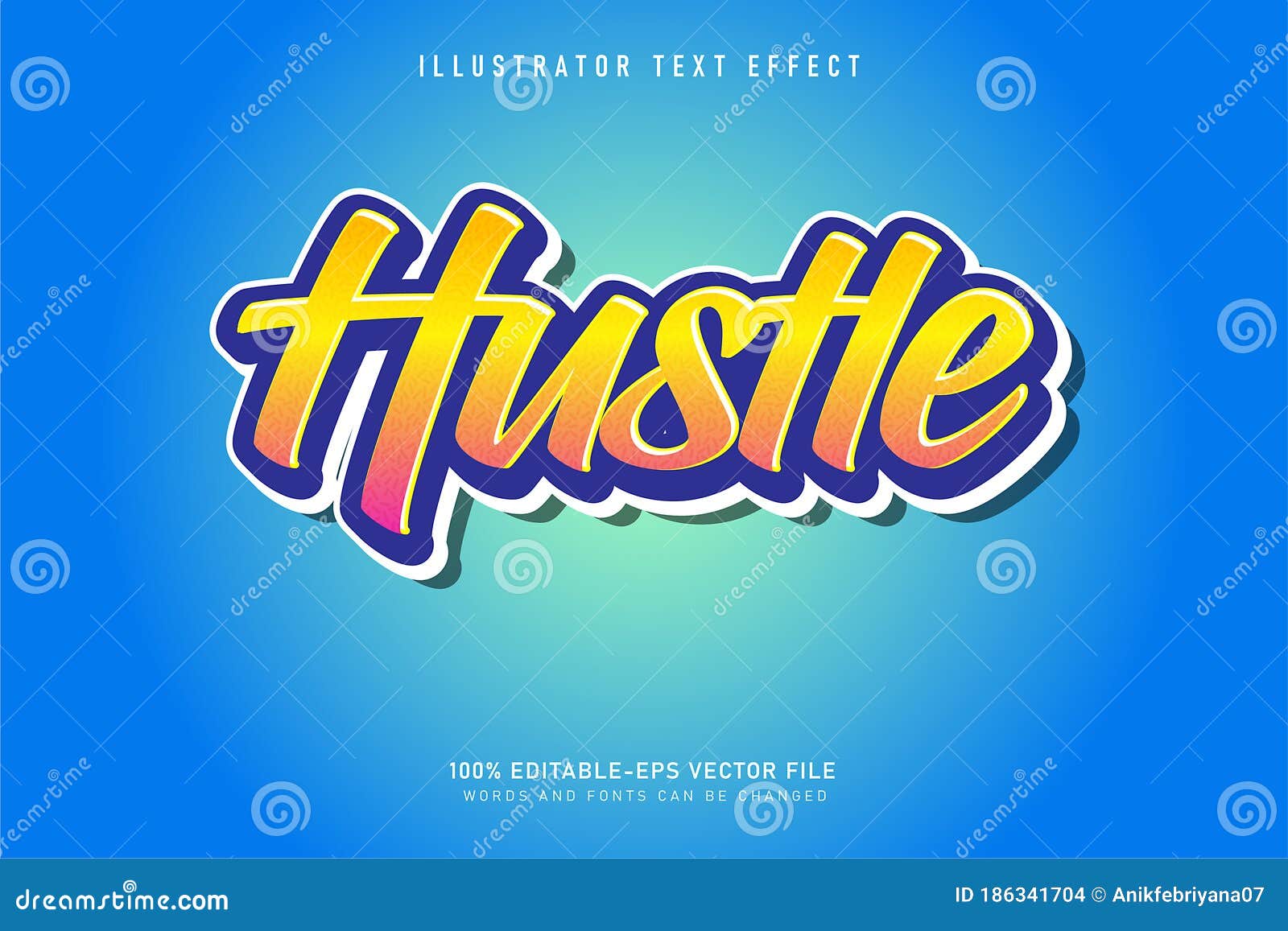 Hustle text effect stock vector. Illustration of brush - 186341704