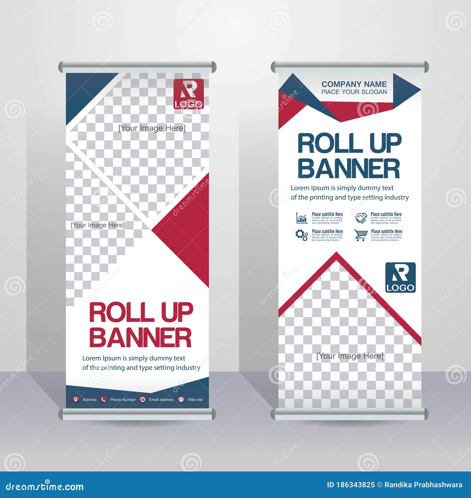 Red and Blue Roll Up Business Brochure Flyer Banner Design Vertical ...