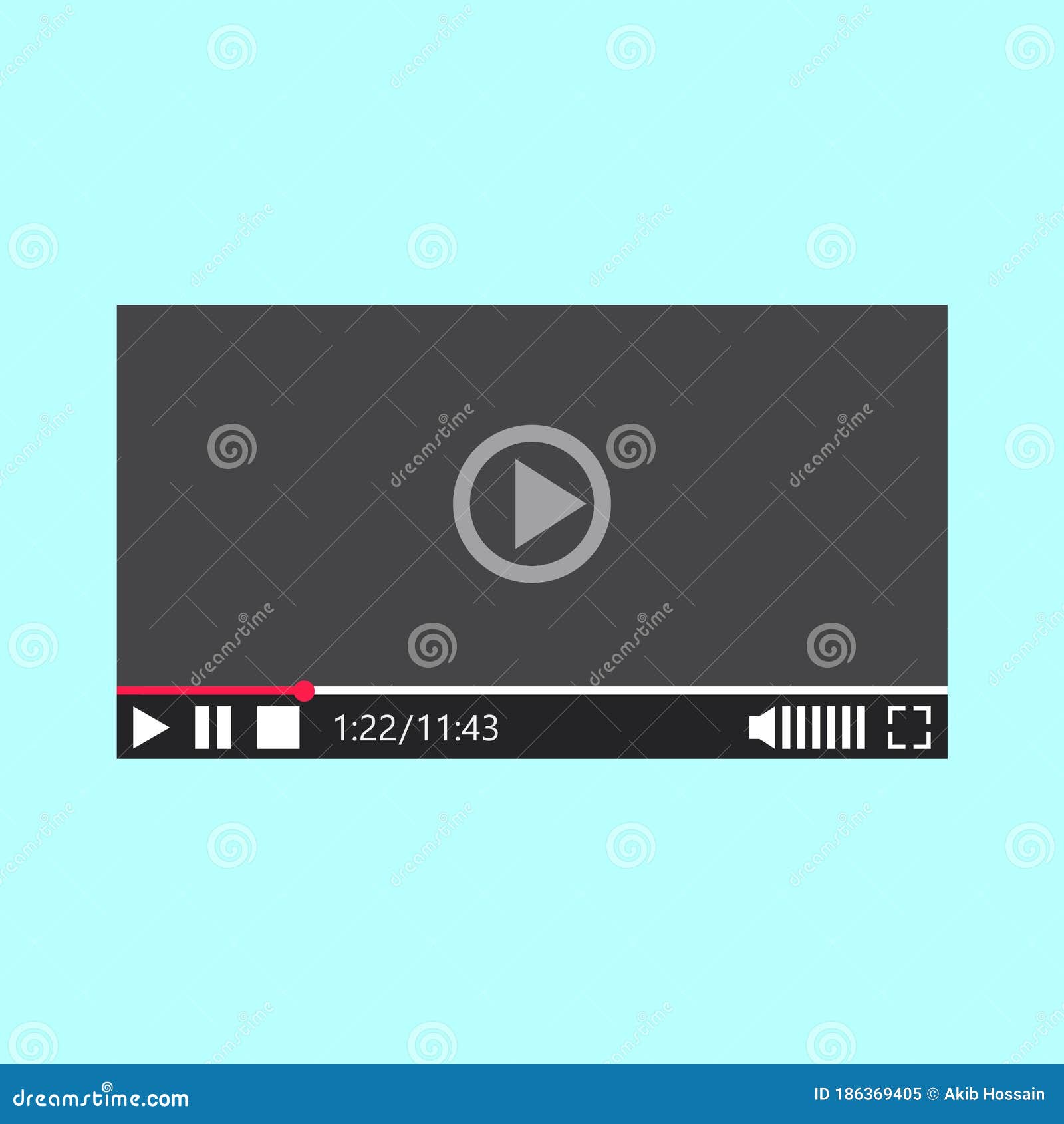 Full Screen Video Player with Button Play Illustration. Stock Vector ...