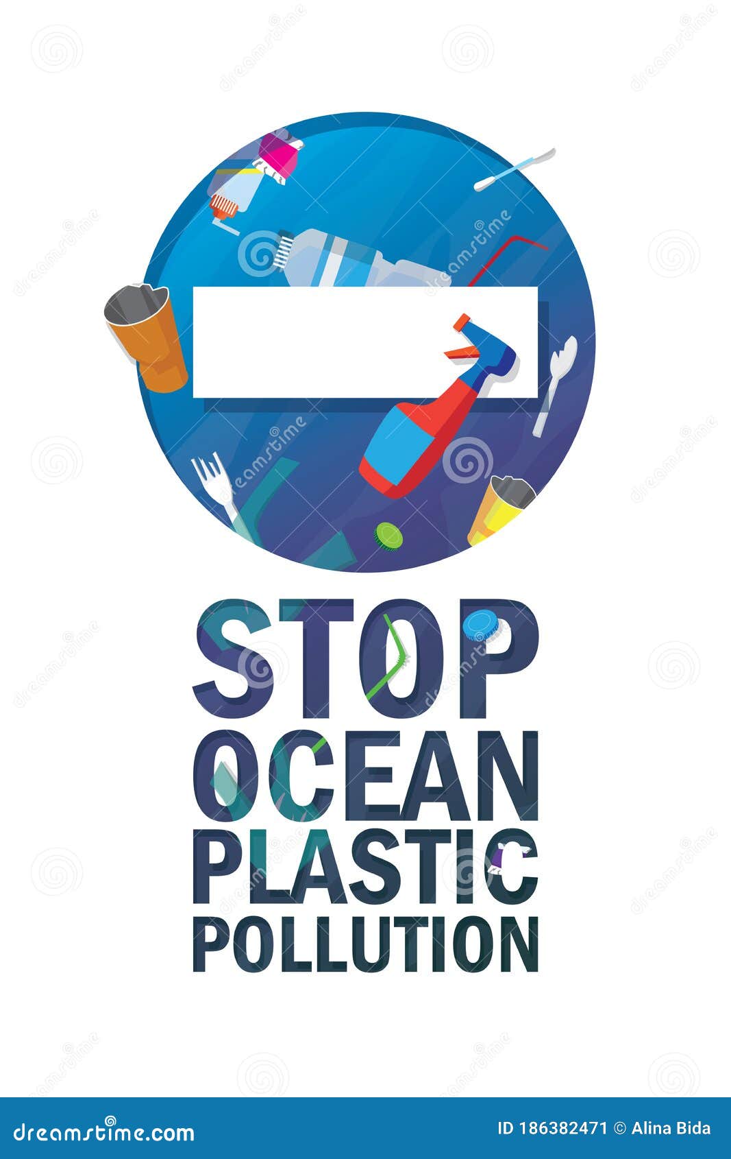 Stop Ocean Plastic Pollution Poster Cartoon Vector | CartoonDealer.com ...