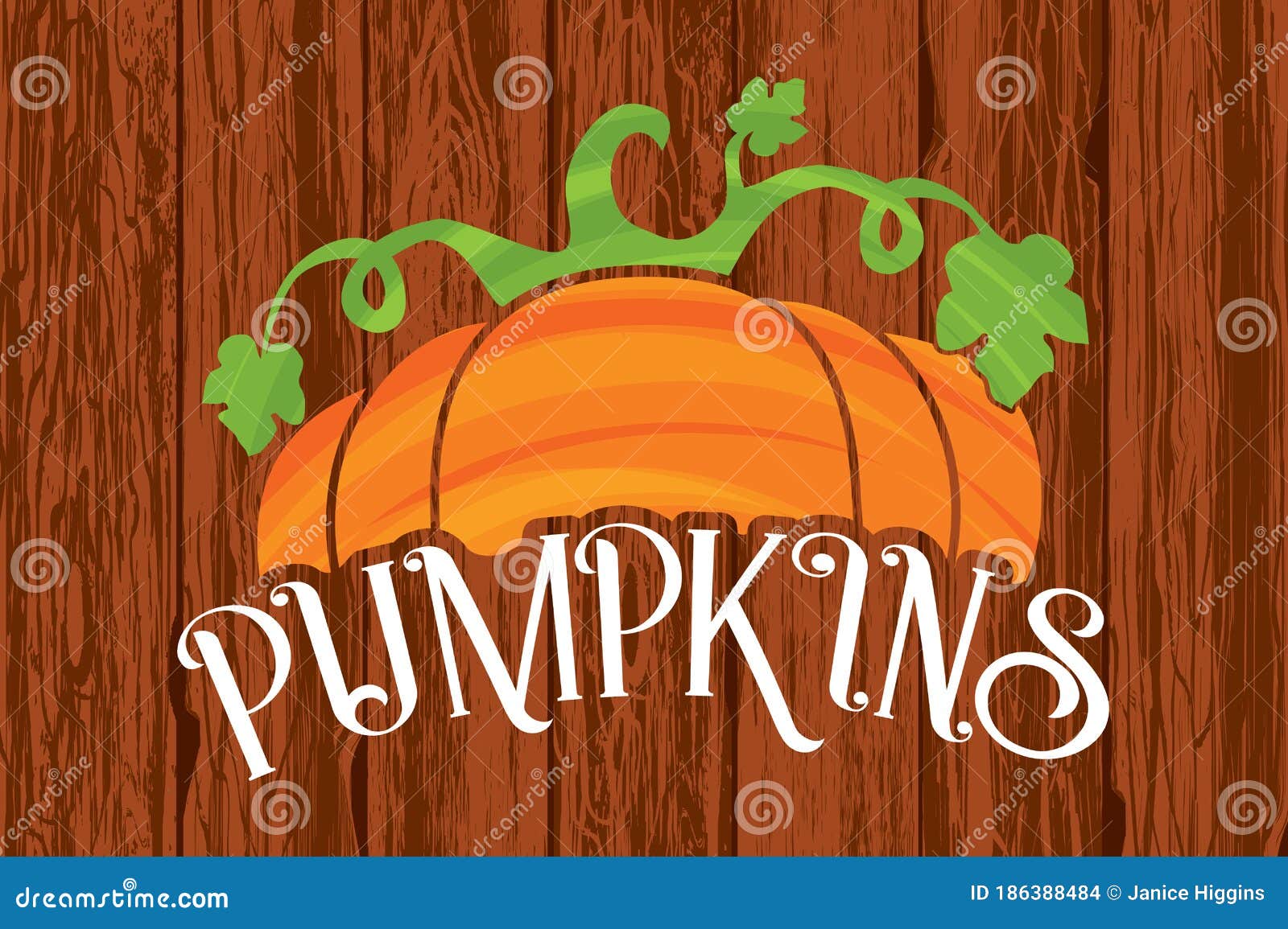 Orange Toned Patterned Pumpkins Sign. Pumpkin on a Warm Brown Wooden ...
