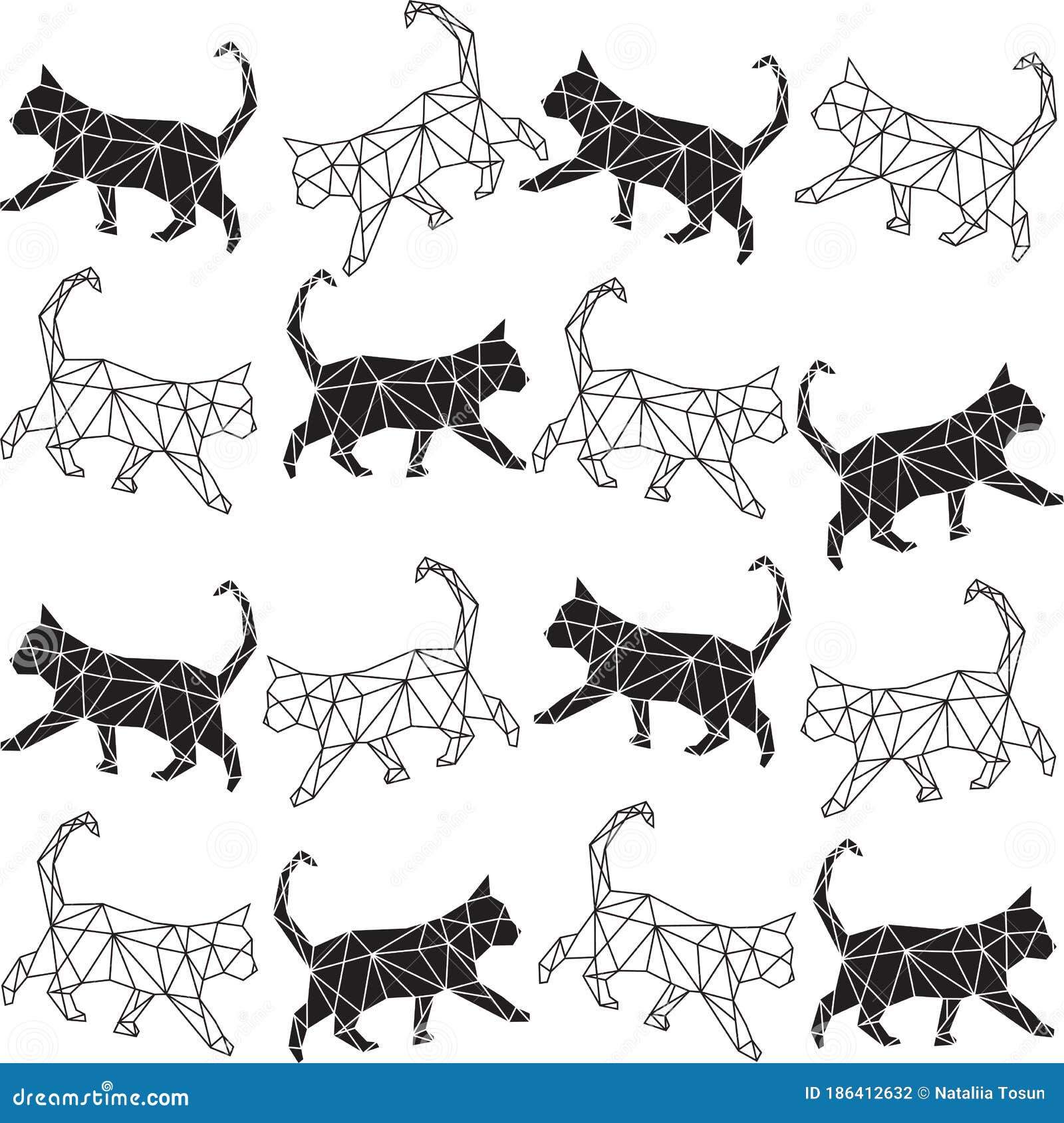 Print Vector Abstract Polygonal Geometric Cat Stock Illustration ...