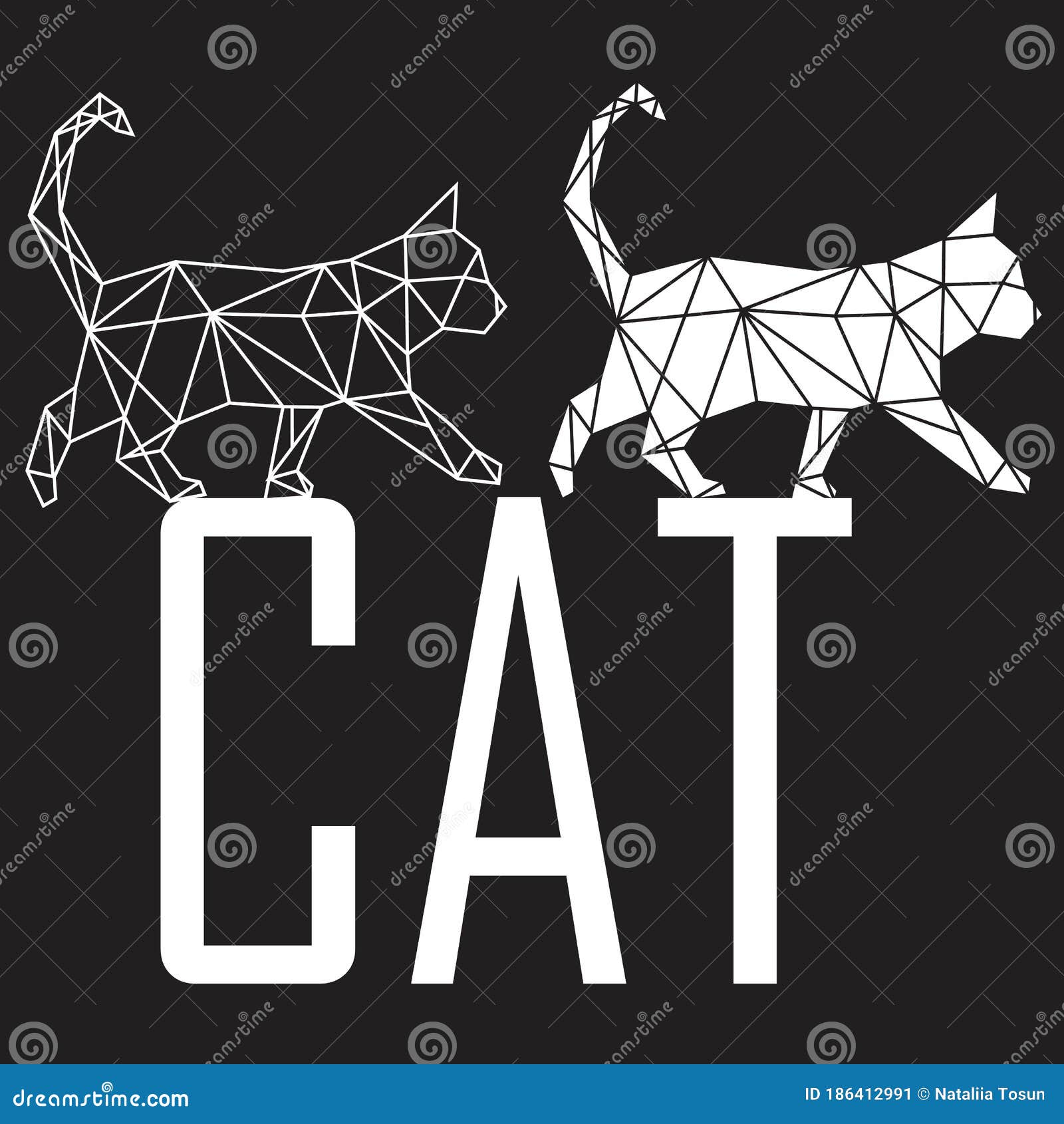 Print Vector Abstract Polygonal Geometric Cat Stock Vector ...