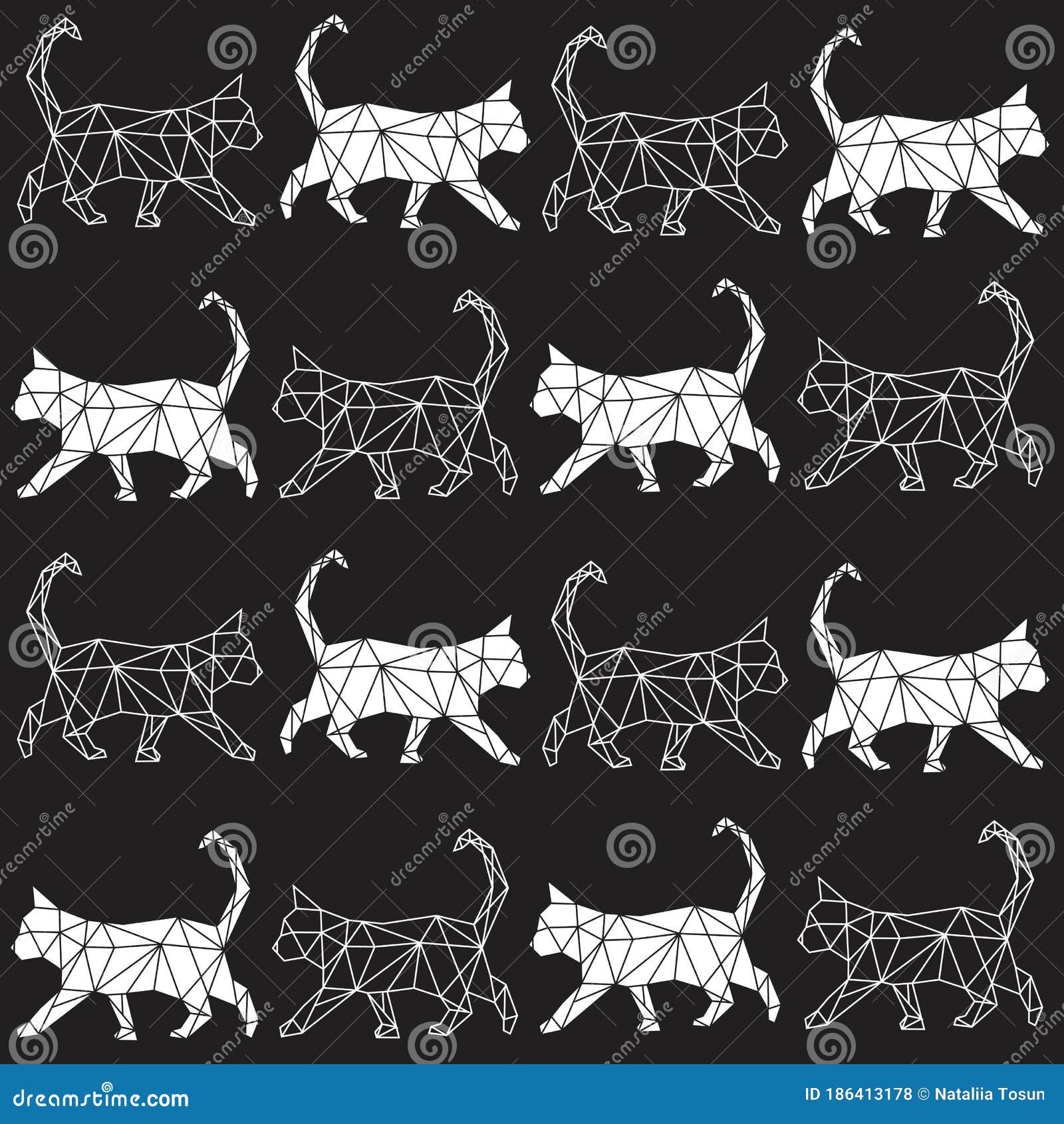 Print Vector Abstract Polygonal Geometric Cat Stock Vector ...