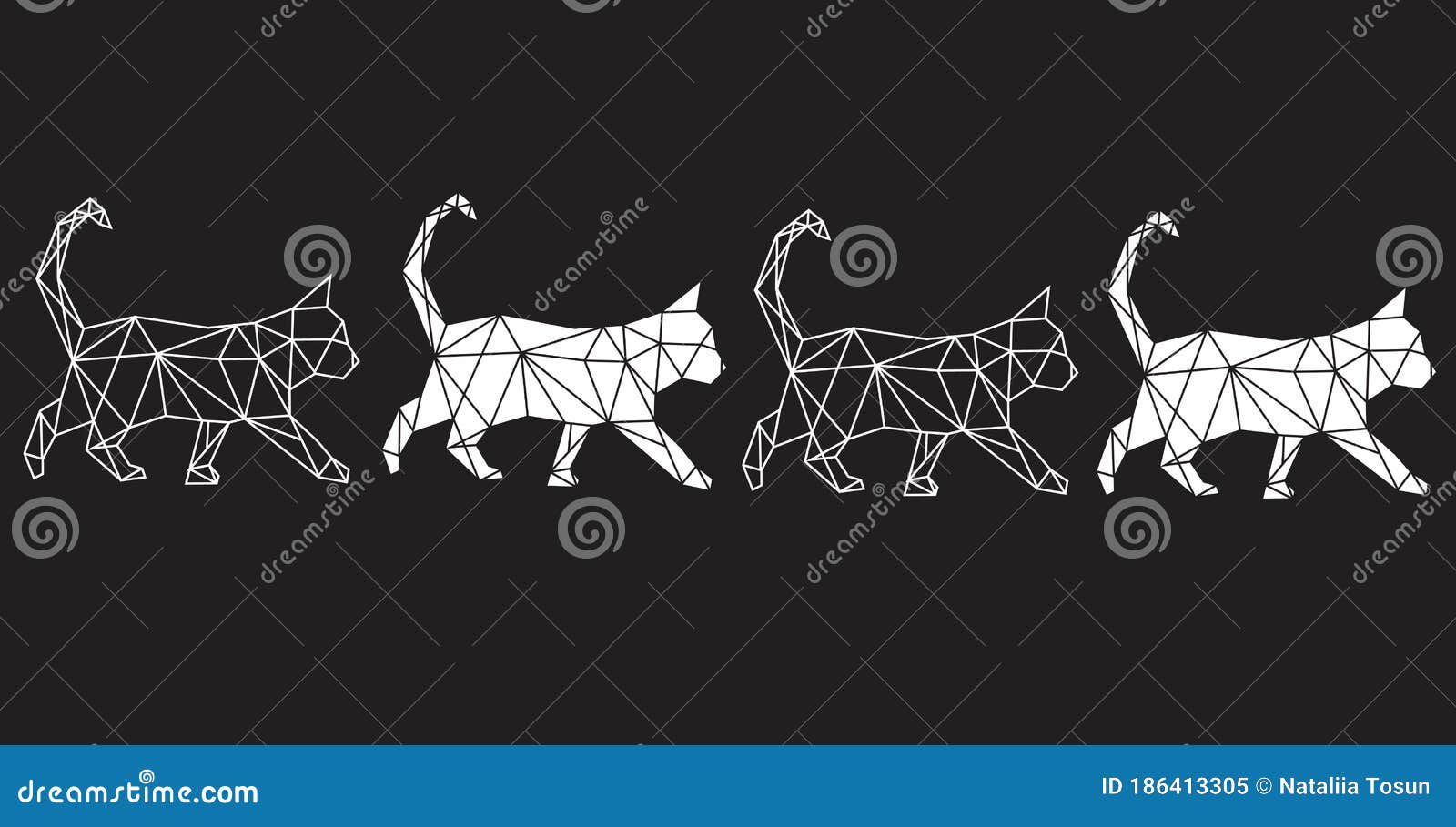 Print Vector Abstract Polygonal Geometric Cat Stock Vector ...