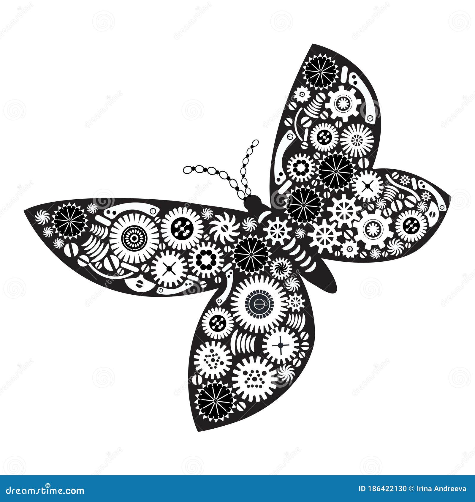 Steampunk Clockwork Butterfly. Retro Illustration. Stock Vector ...