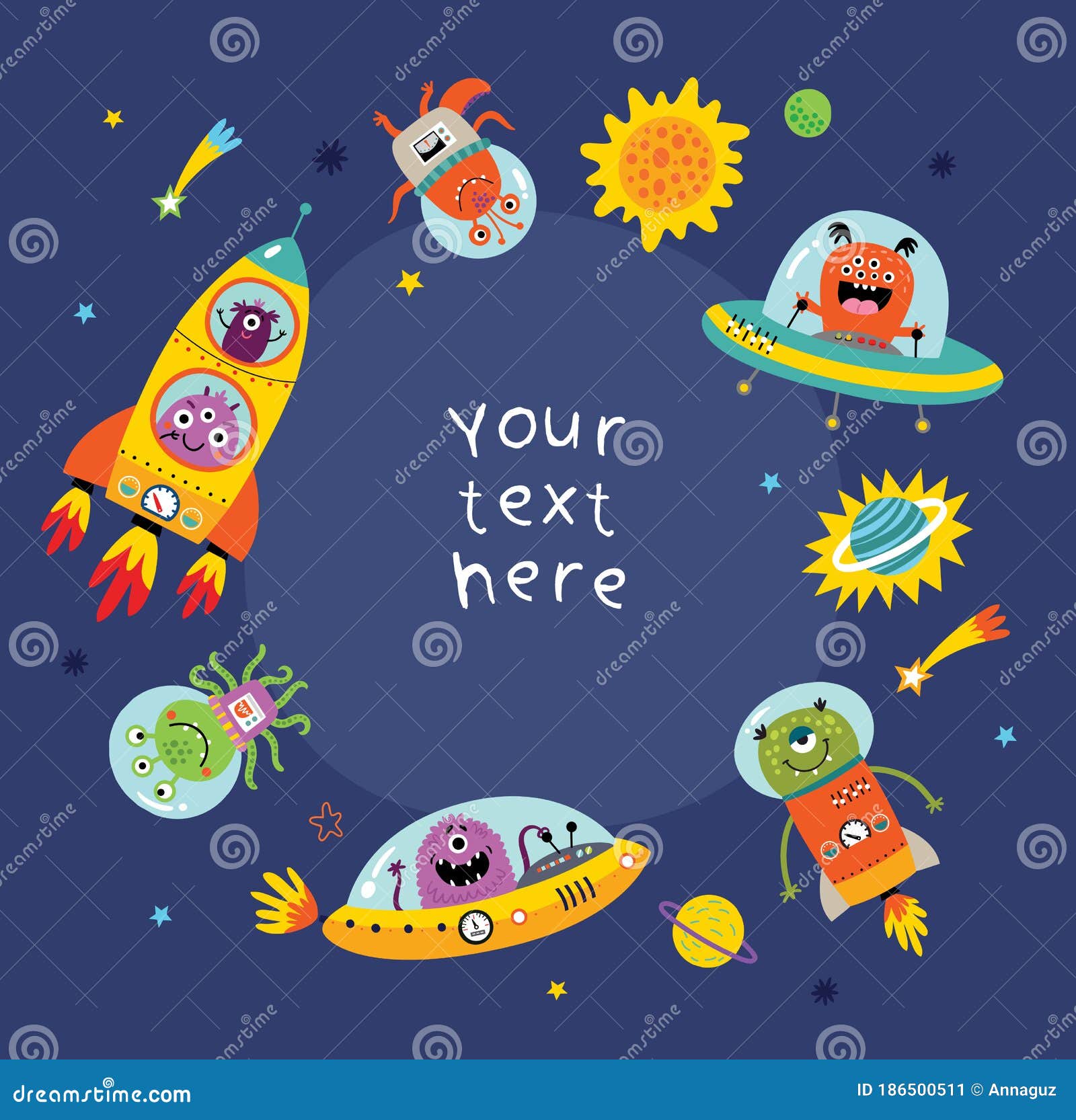 Funny Monsters in Space. Vector Illustration Stock Vector ...