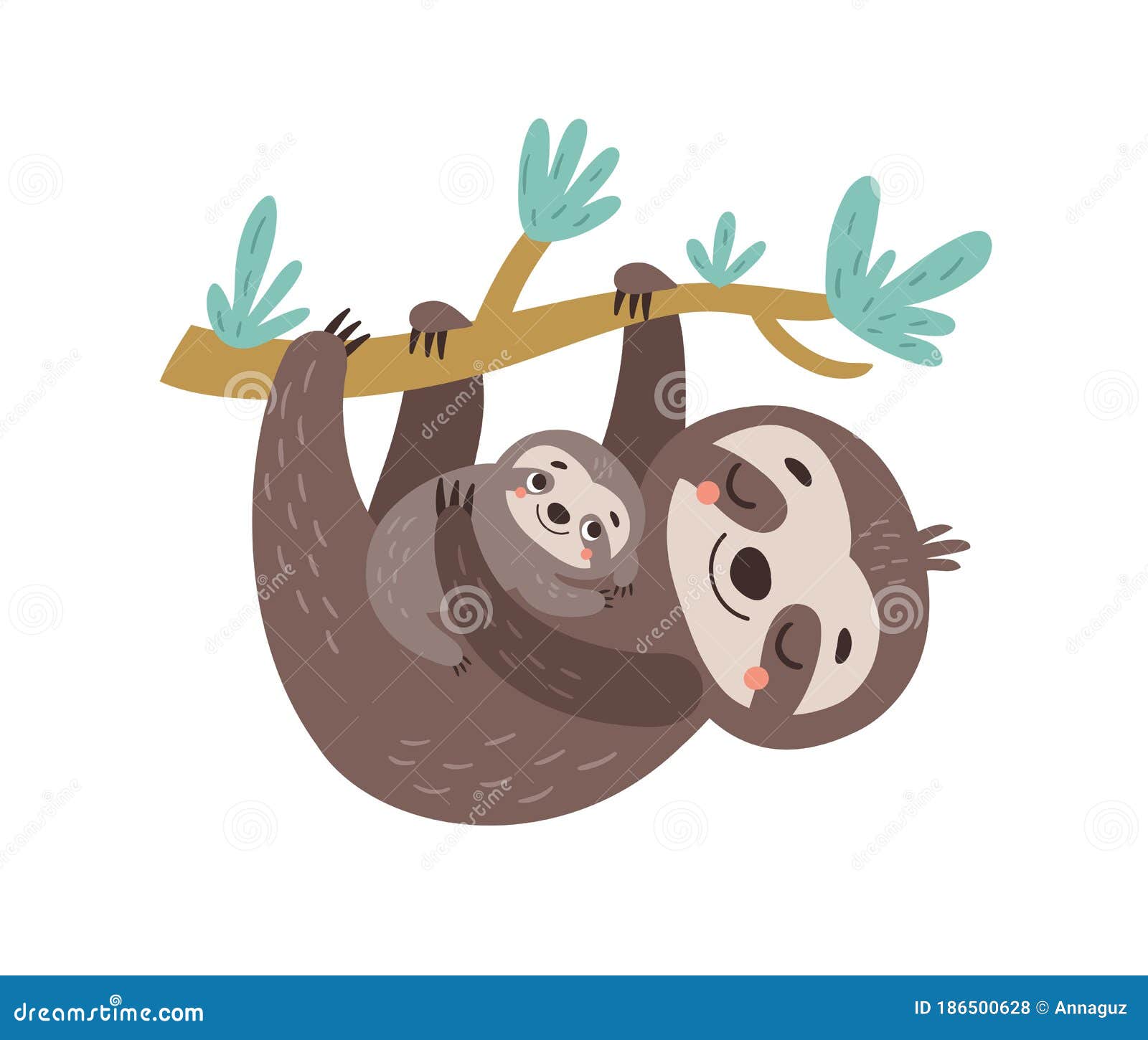Cute Sloths. Vector Illustration Stock Vector - Illustration of graphic ...