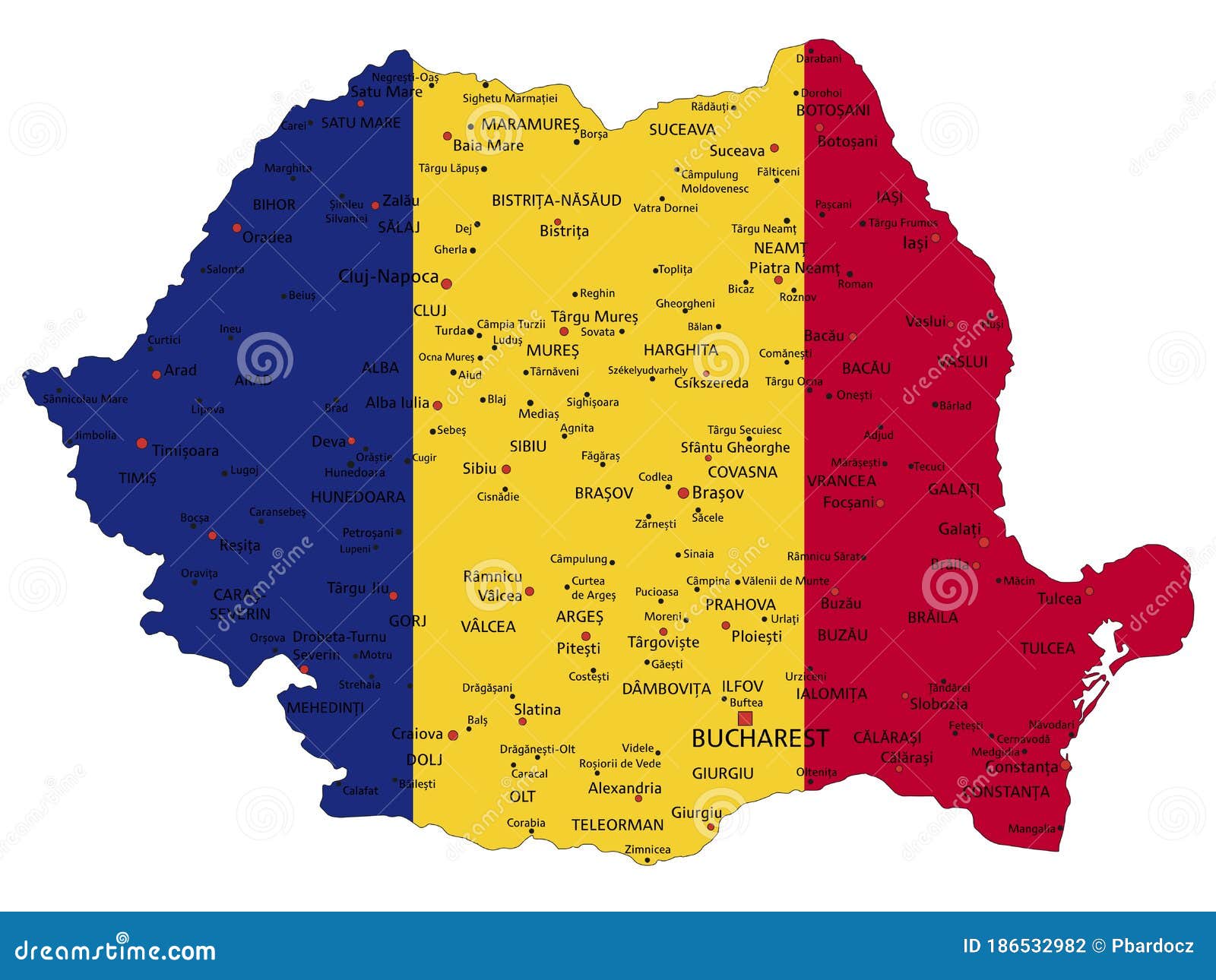 Romania - Highly Detailed Editable Political Map With Labeling. Vector ...