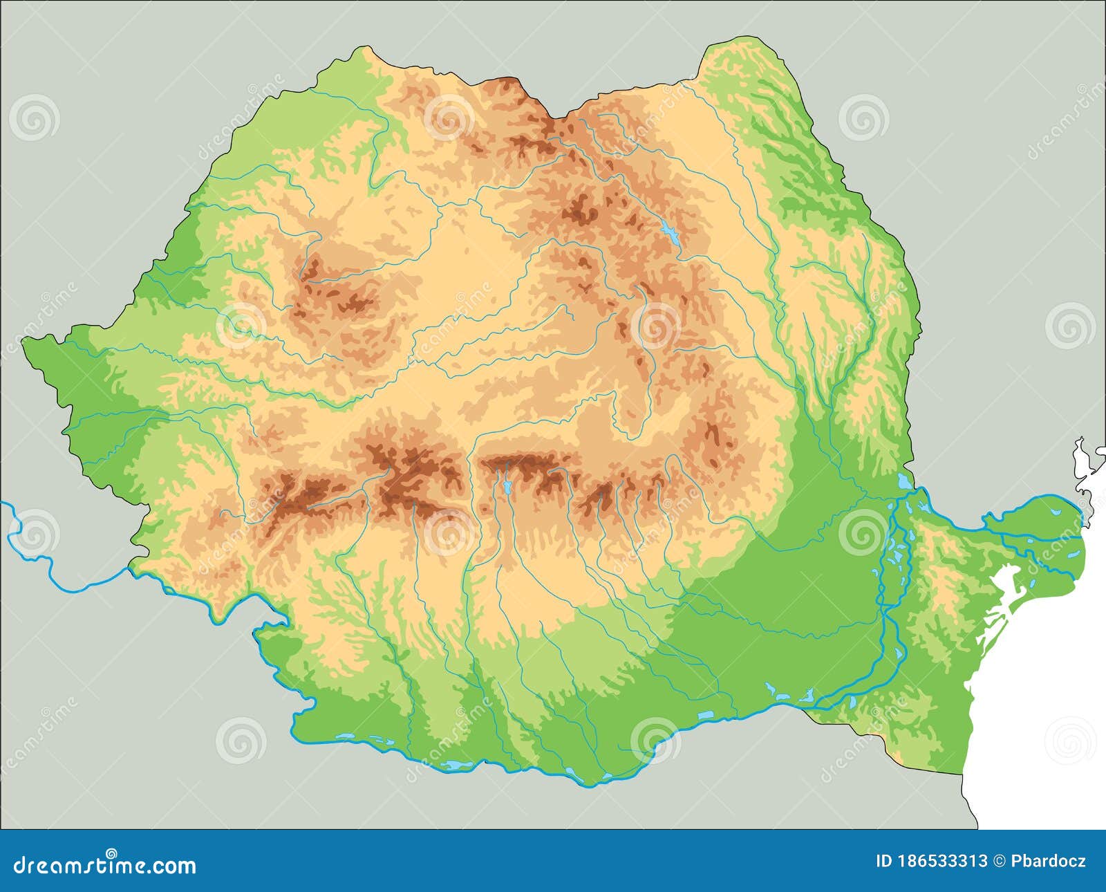 Physical Map Of Romania Stock Photography | CartoonDealer.com #5262272