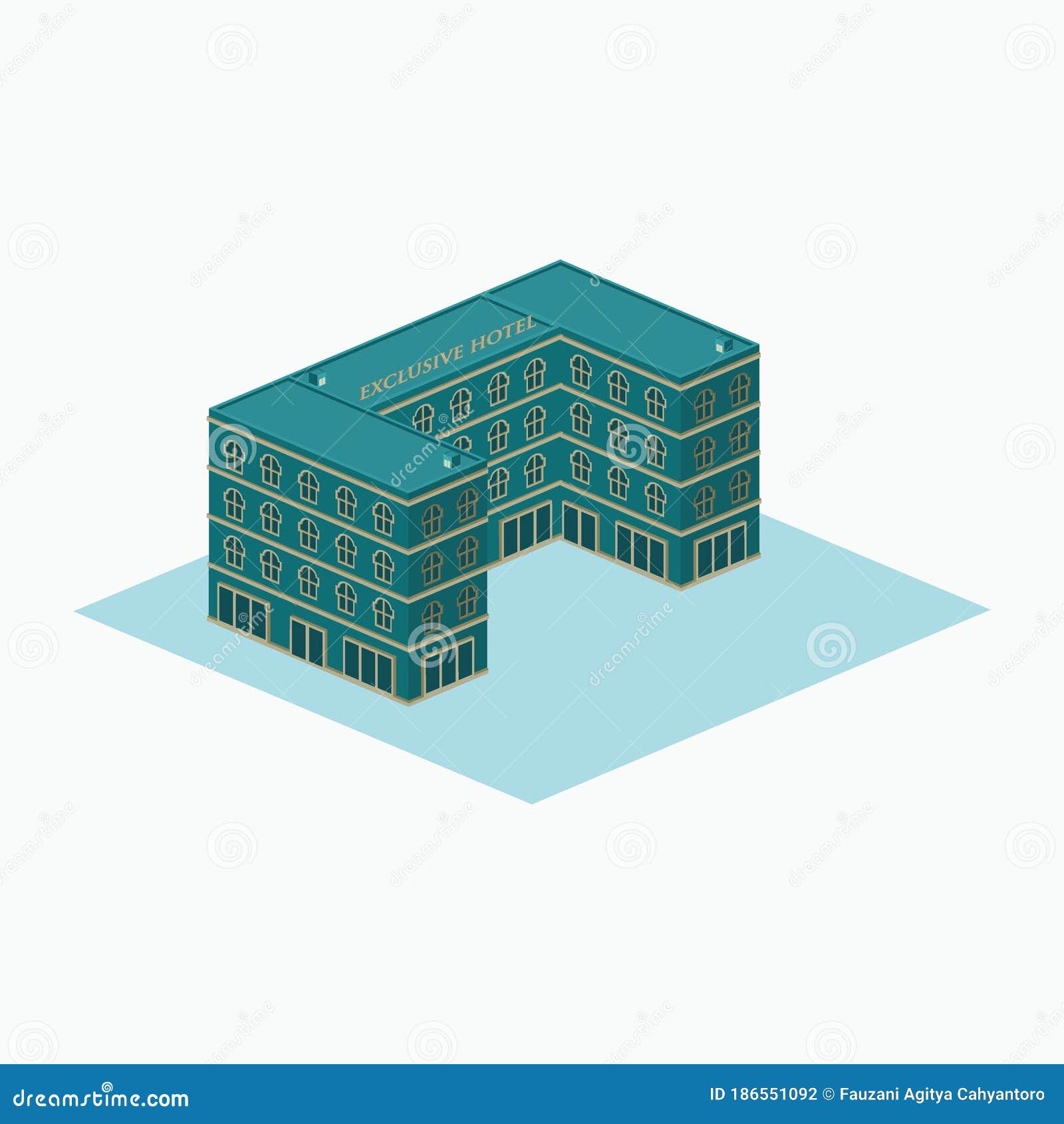 Premium Hotel - U Shape Building - Isometric Logo Stock Vector ...