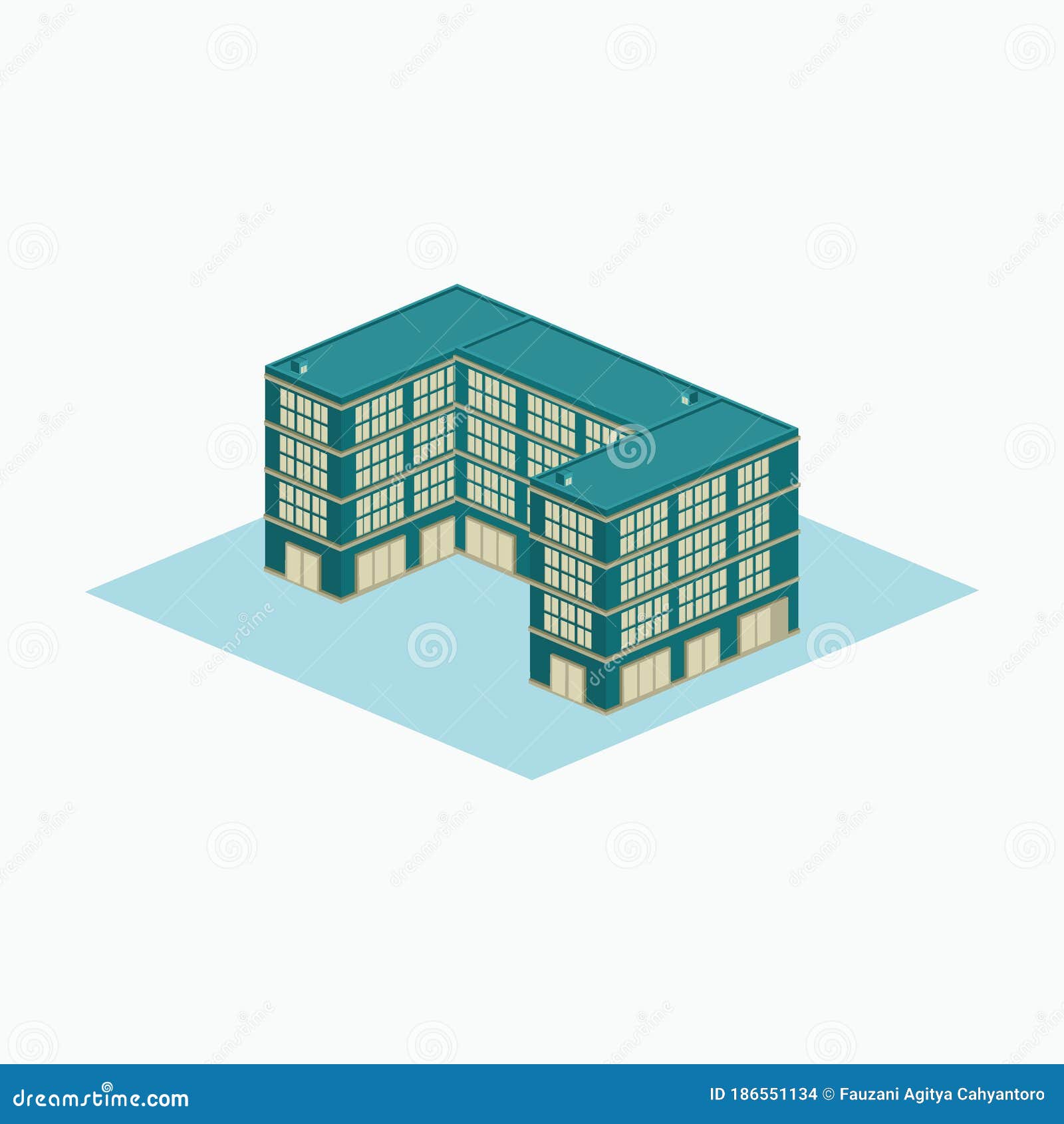 Luxury Hotel - U Shape Isometric Building Stock Vector - Illustration ...