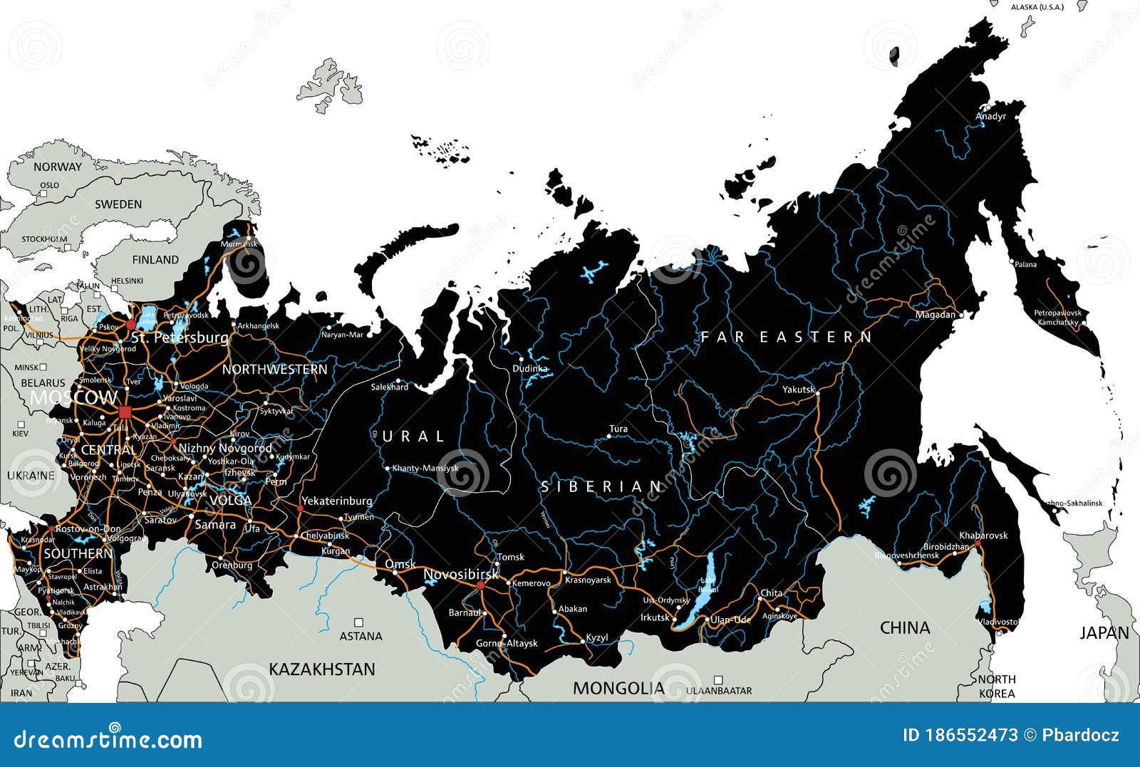 High Detailed Russia Road Map with Labeling. Stock Vector ...