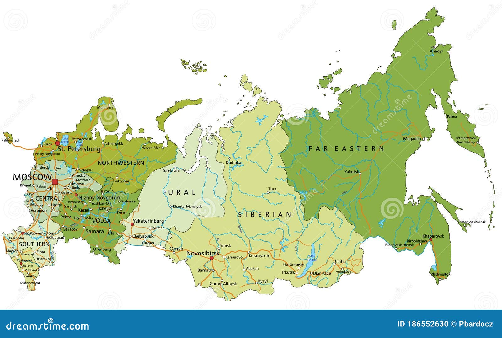 Highly Detailed Editable Political Map with Separated Layers. Russia ...