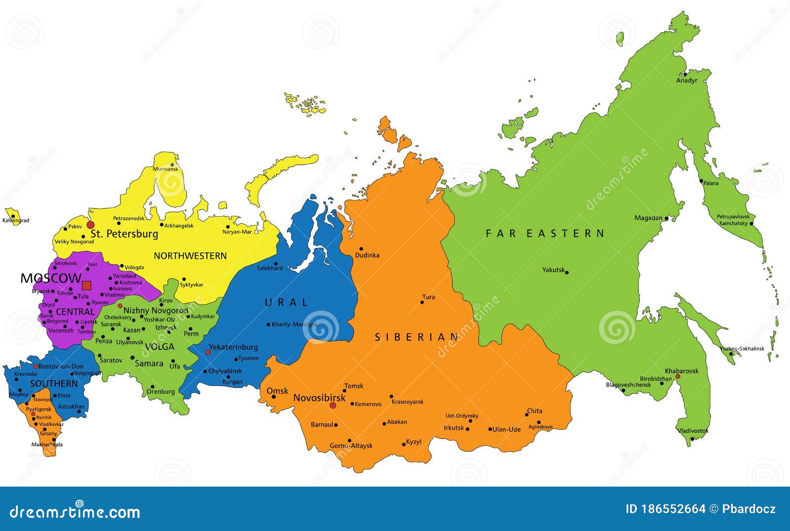 Colorful Russia Political Map with Clearly Labeled, Separated Layers ...