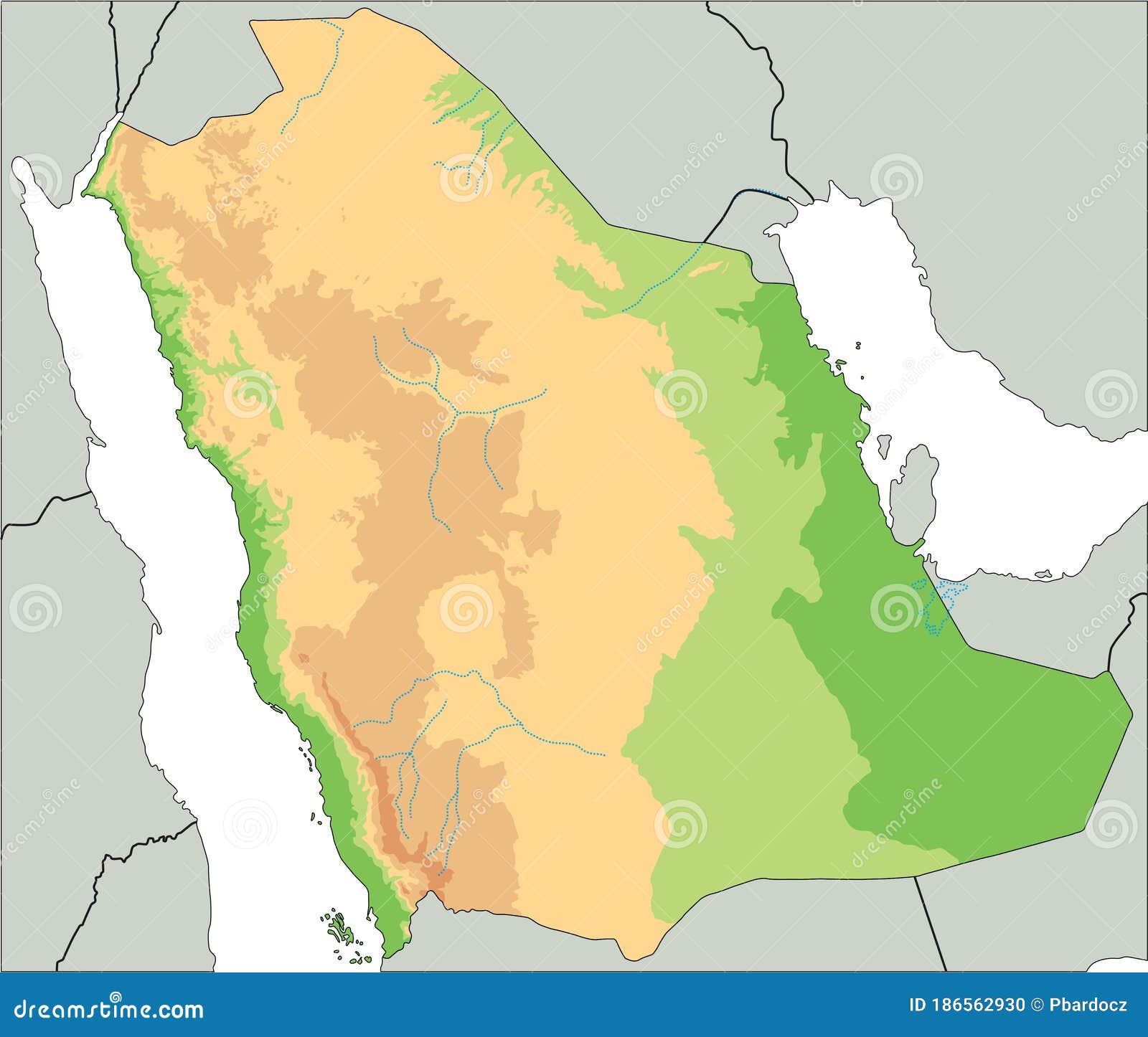 High Detailed Saudi Arabia Physical Map. Stock Vector - Illustration of ...