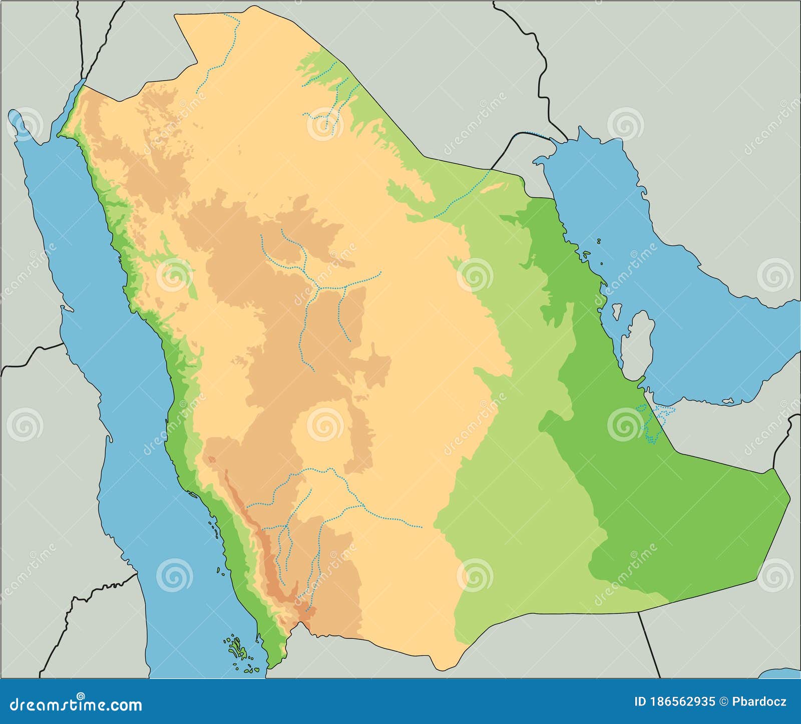 The Detailed Map Of The Saudi Arabia With Regions, National Flag ...
