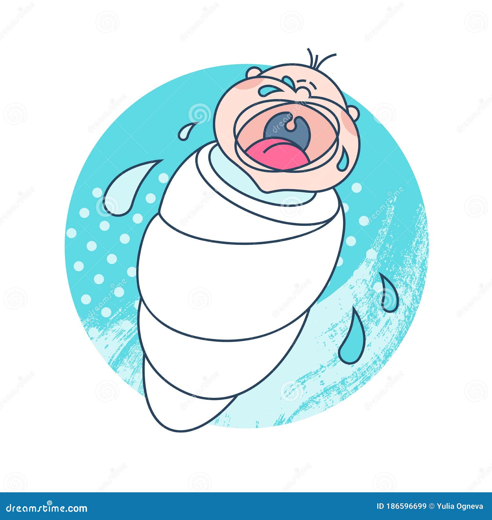 Illustration - Crying Baby. Emblem with Colored Line Graphics. Stock ...