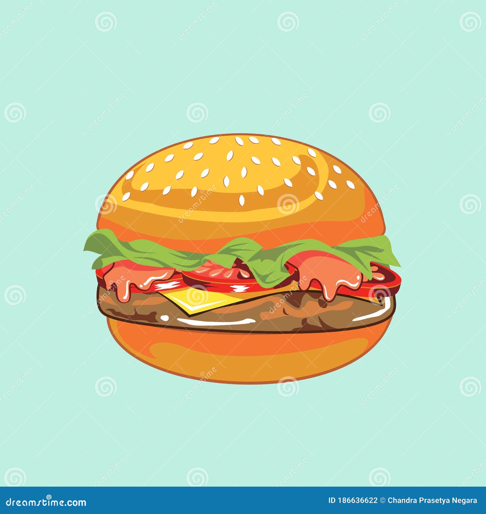 Beef Burger Illustration Vector Clipart Design Stock Vector ...