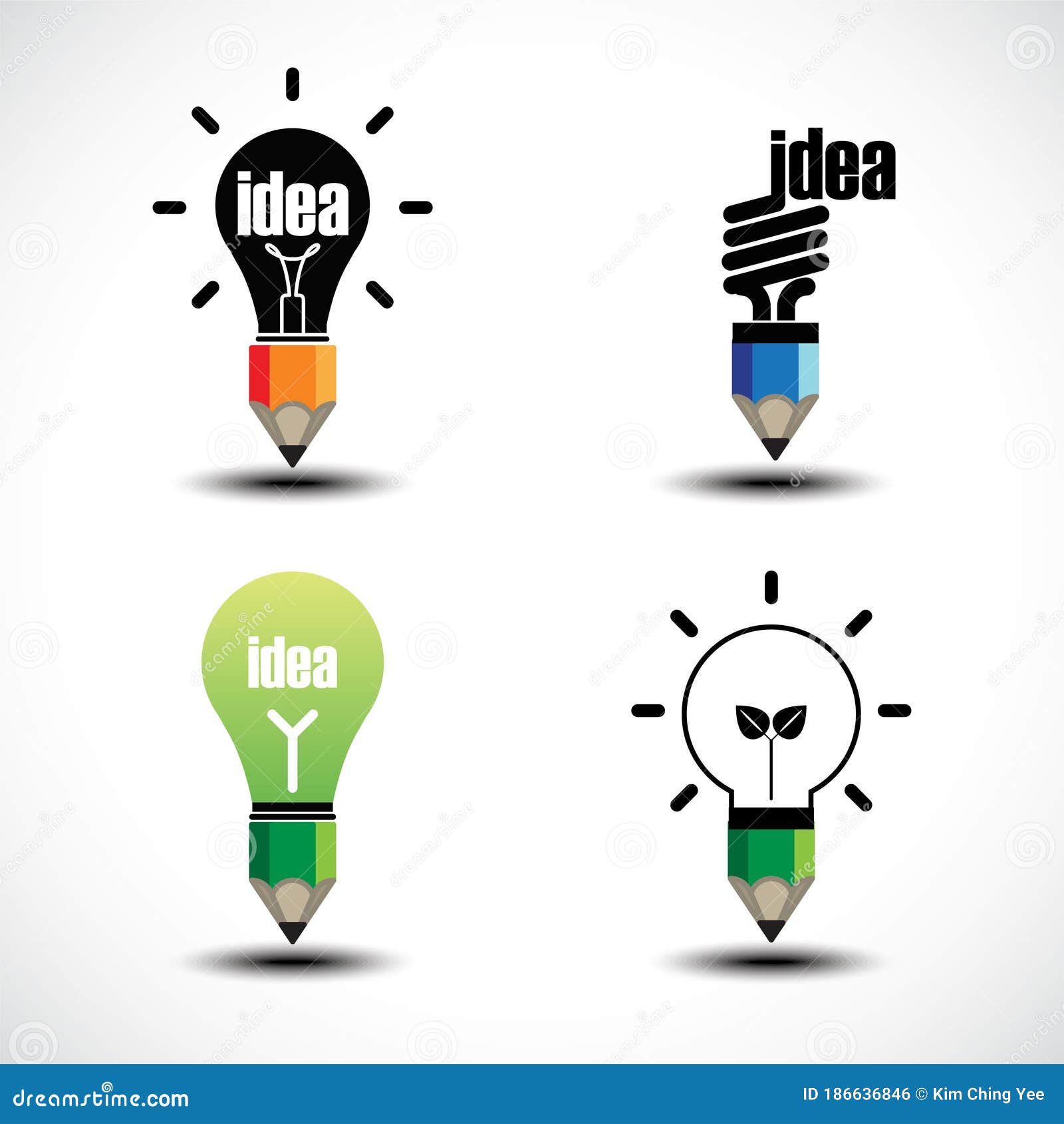 Bulb Light and Pencil Creative Idea Concept Stock Vector - Illustration ...