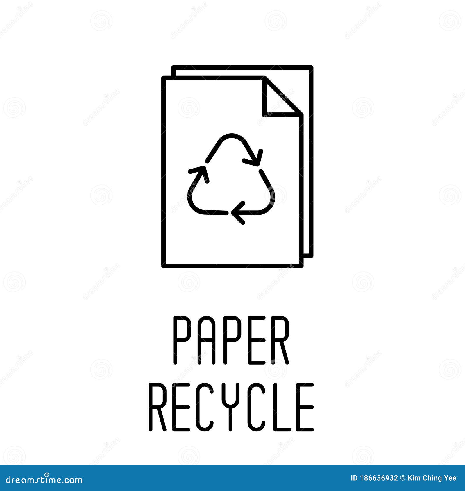 Recycle Sign Line Icon Isolated on White Background. Stock Vector ...