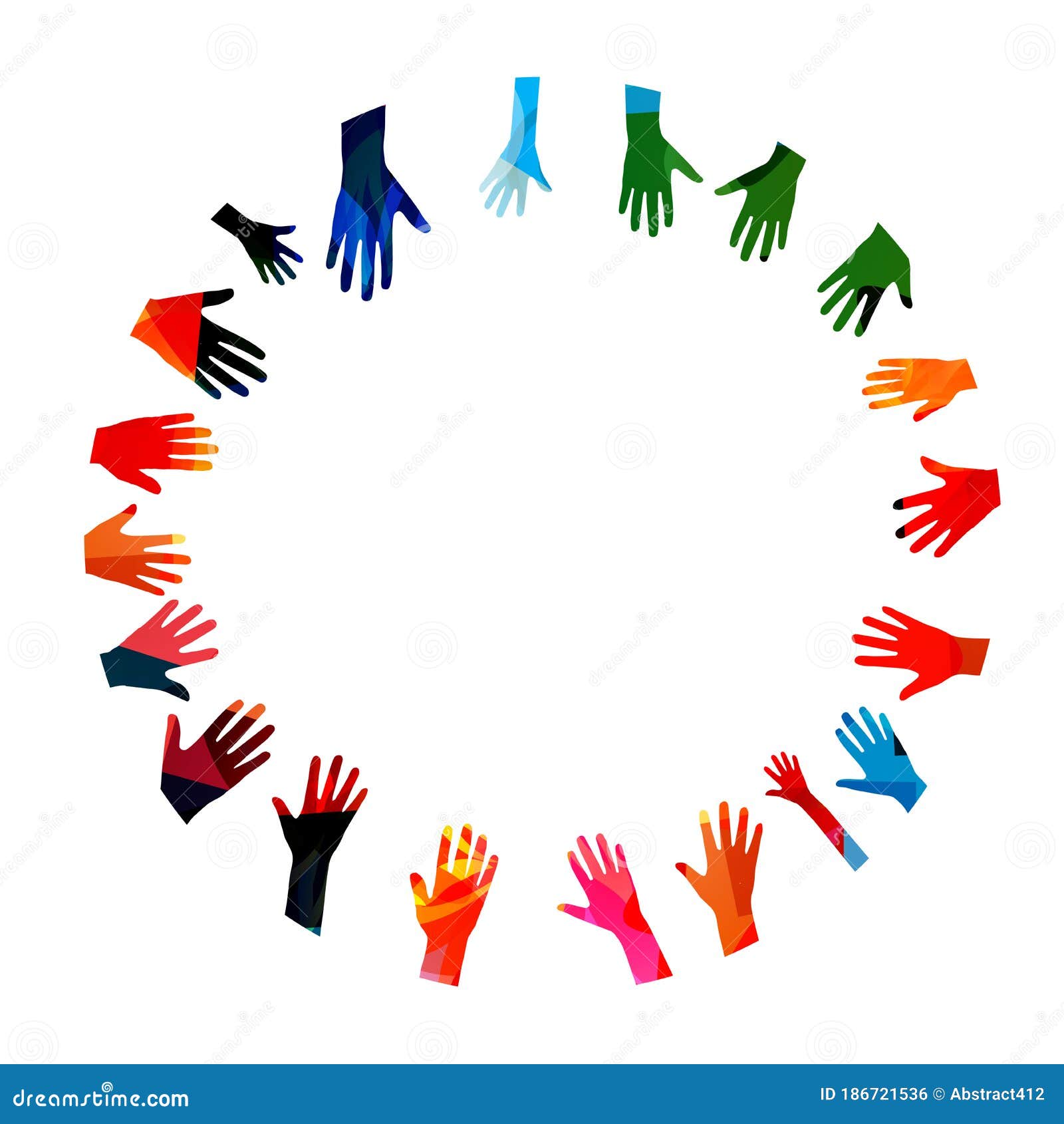 Colorful Human Hands Raised Isolated Vector Illustration. Charity and ...