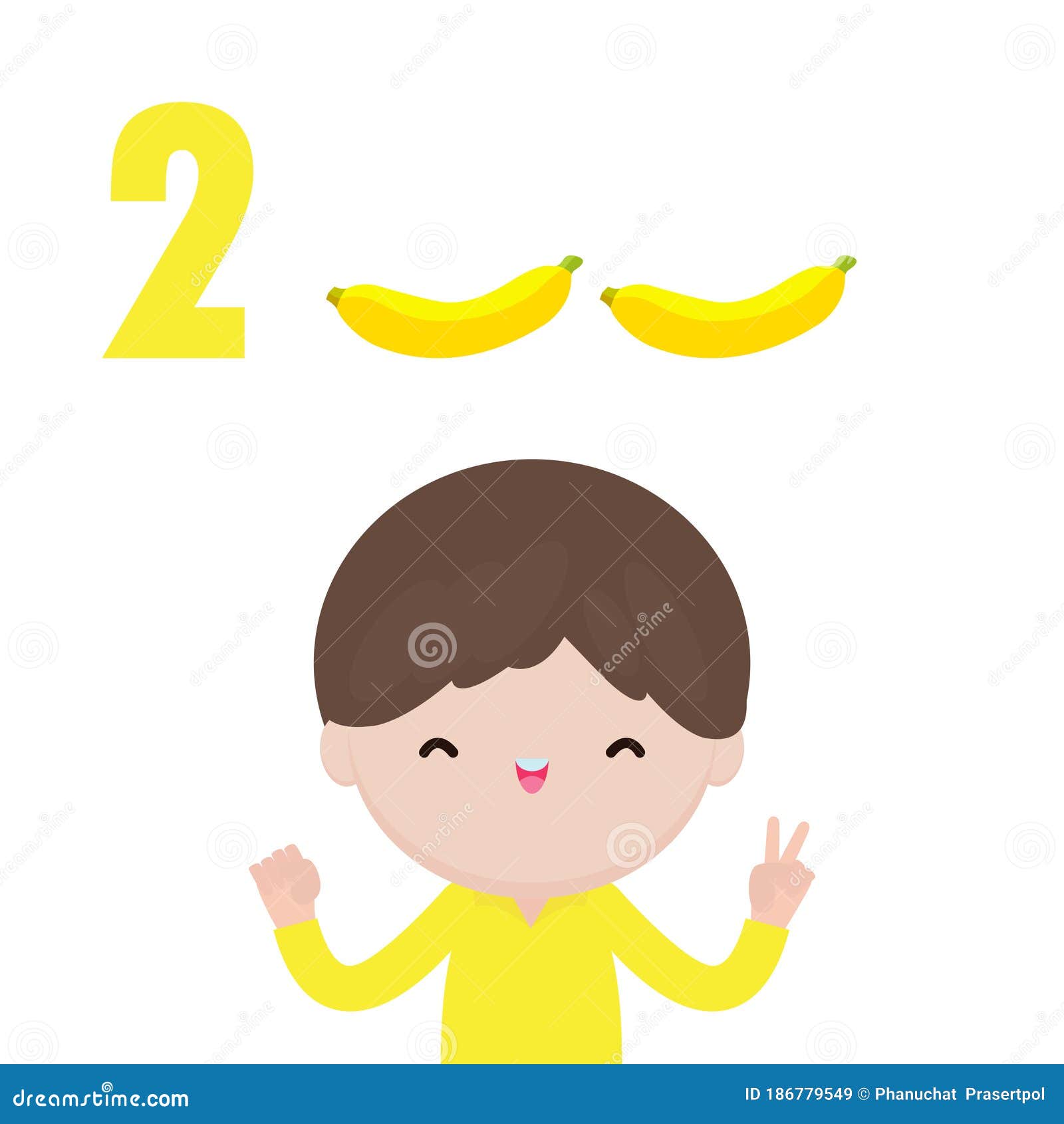 Happy Children and Hand Showing the Number Two, Cute Kids Showing ...