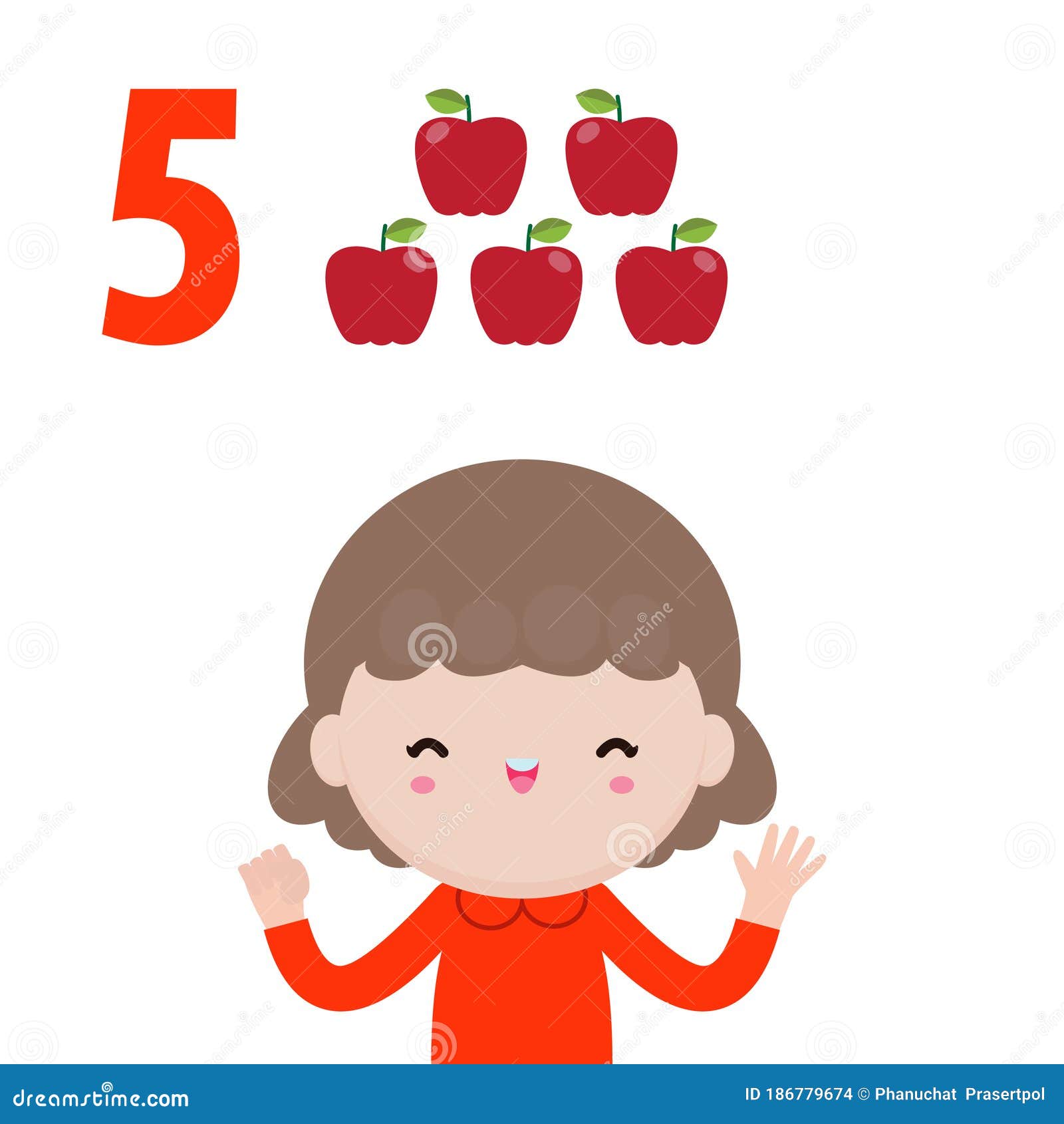 Happy Children and Hand Showing the Number Five, Cute Kids Showing ...