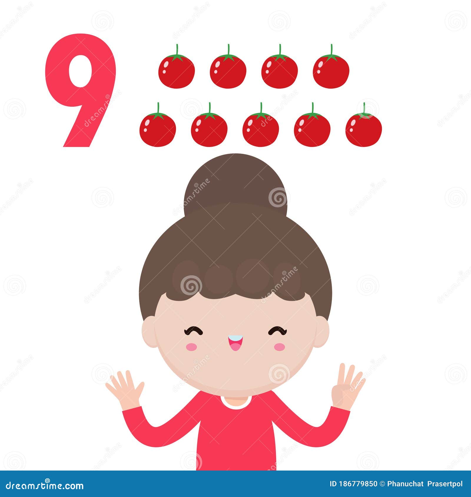 Happy Children And Hand Showing The Number Nine, Cute Kids Showing ...