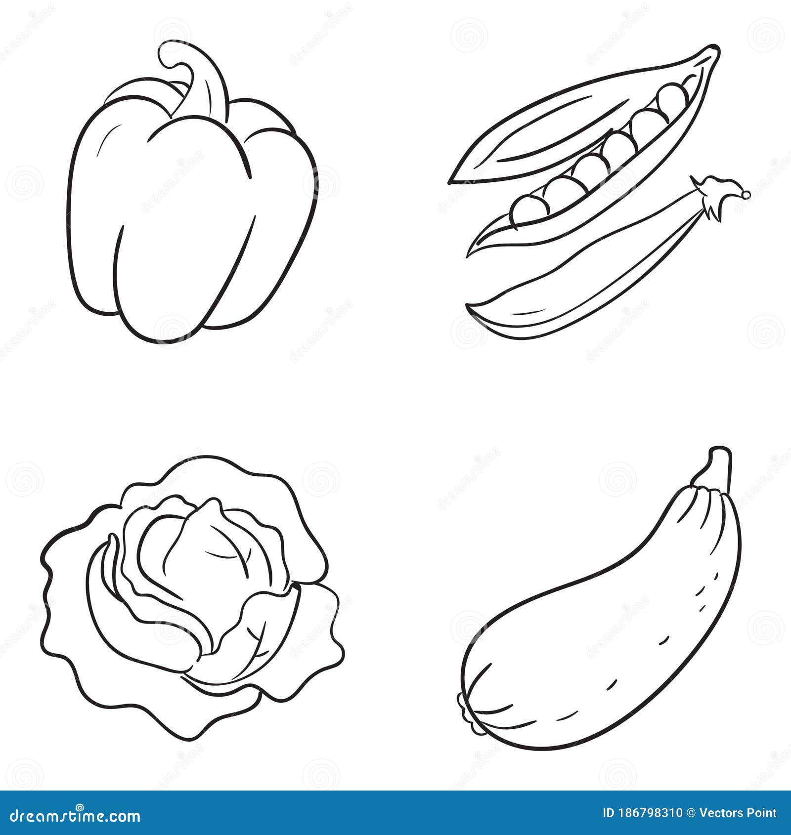 Healthy Vegetables Line Vectors Pack Stock Vector - Illustration of ...