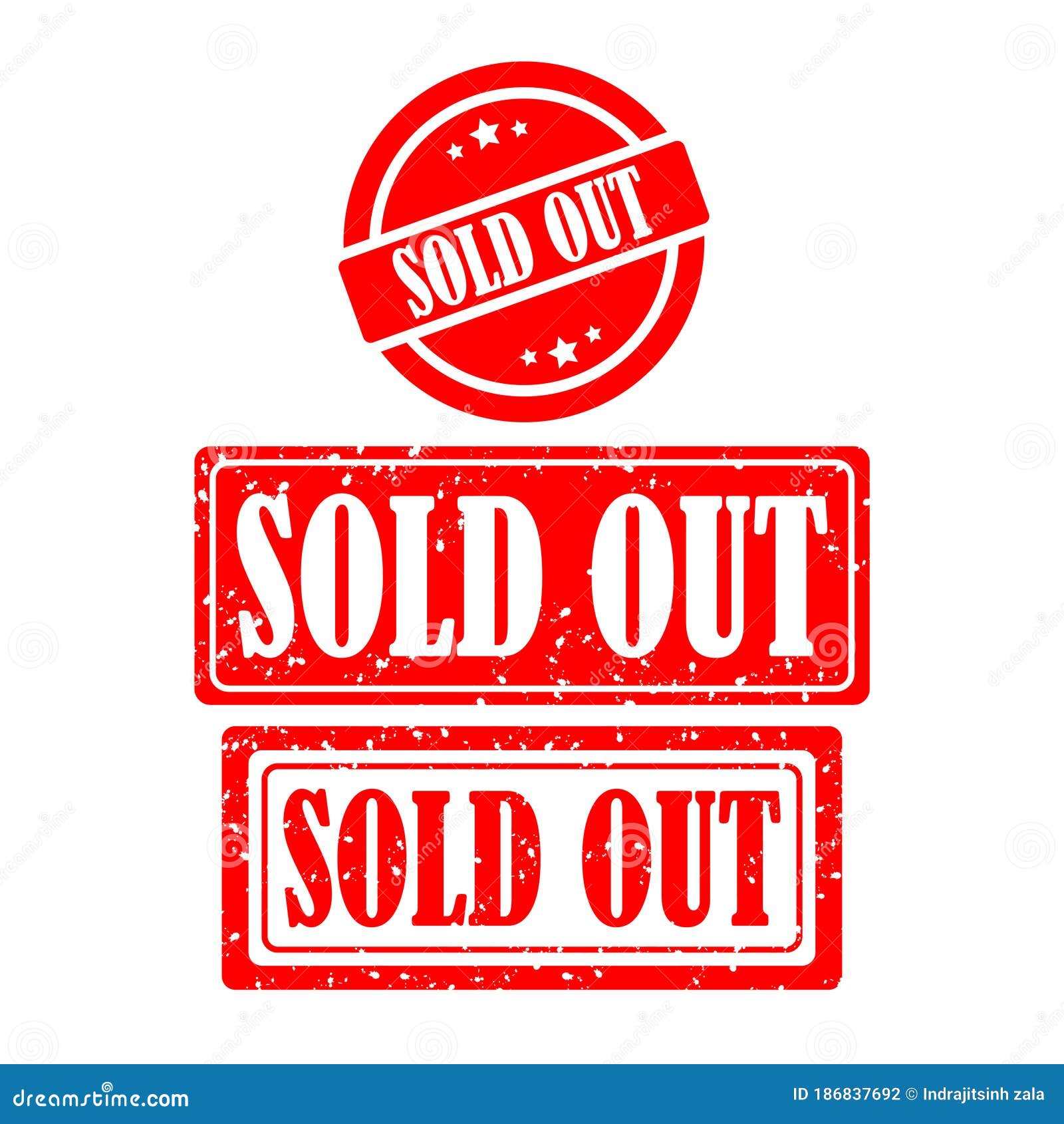 Sold Red Square Grunge Stamp on White. Sold Stamp Set Stock Vector ...