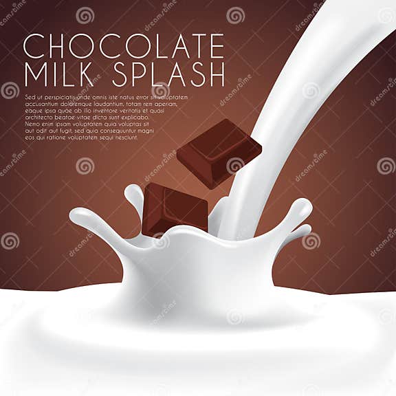 Fresh Chocolate Milk Label Template with Crown Splash : Vector ...