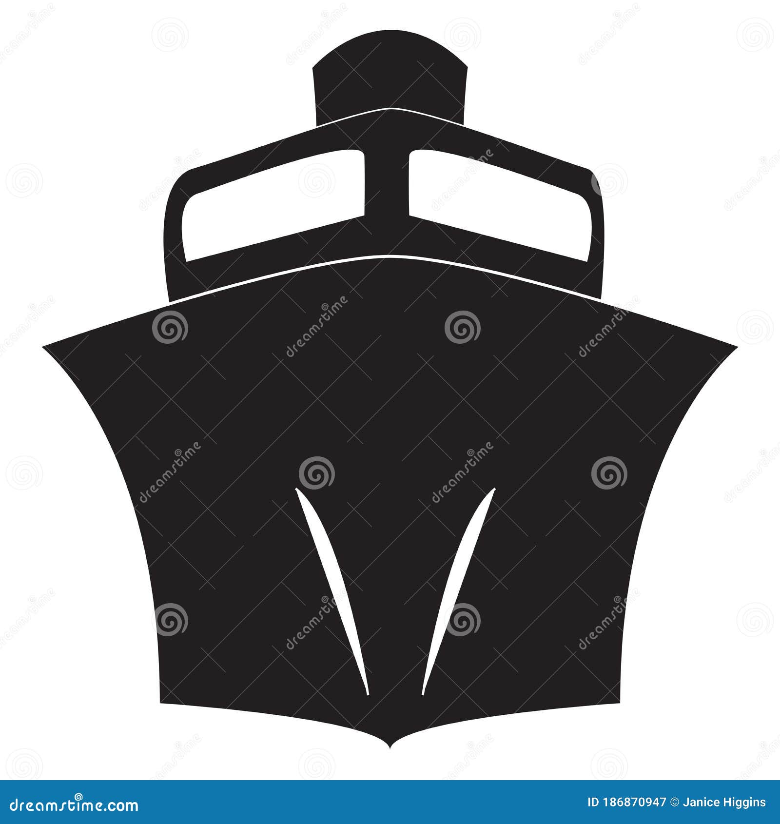Vector Illustration of a Ferry Boat. Ferry Boat Icon Facing Forward ...