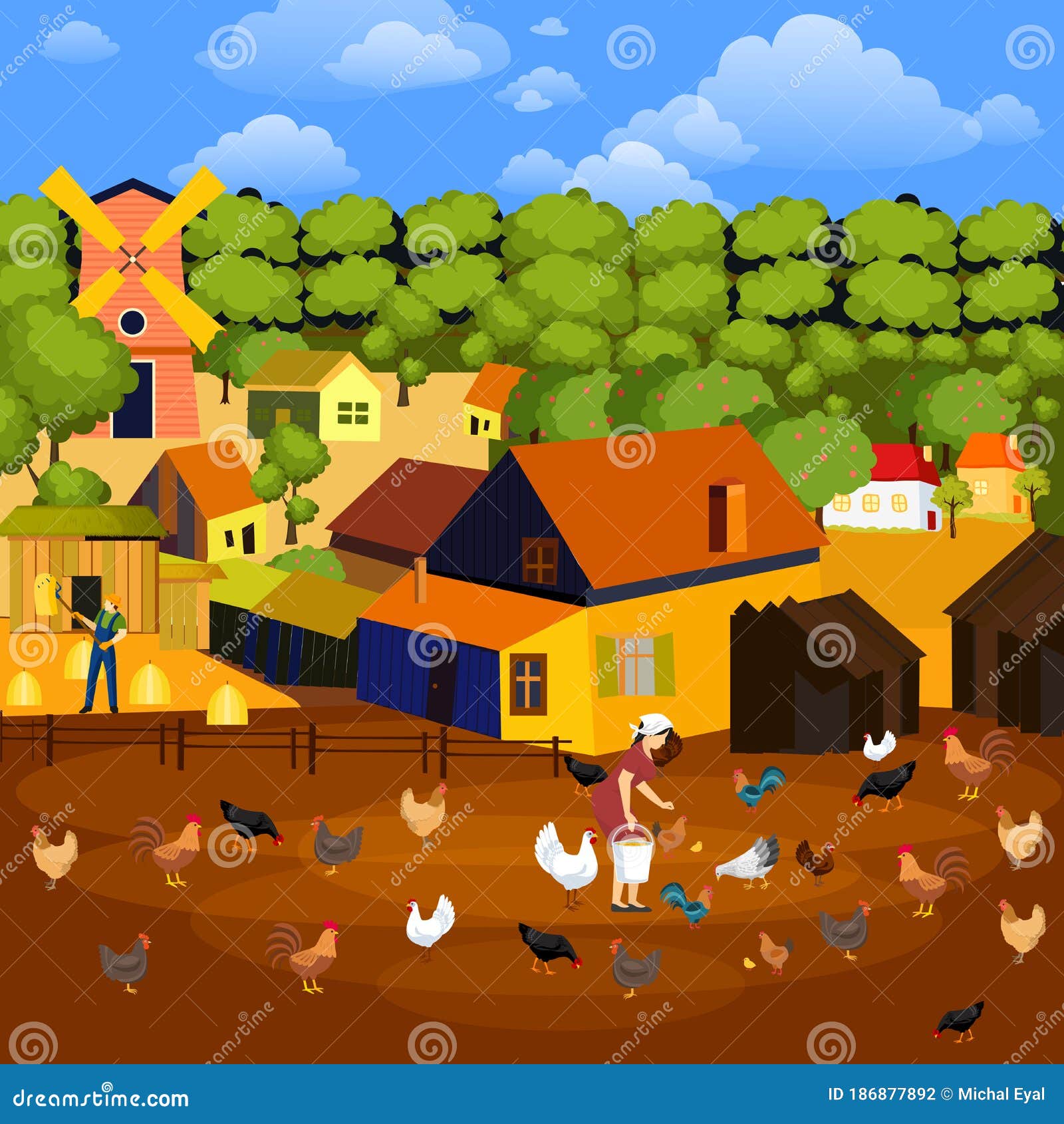 An Active Village Where A Family Cares For Animals. Stock Photography ...