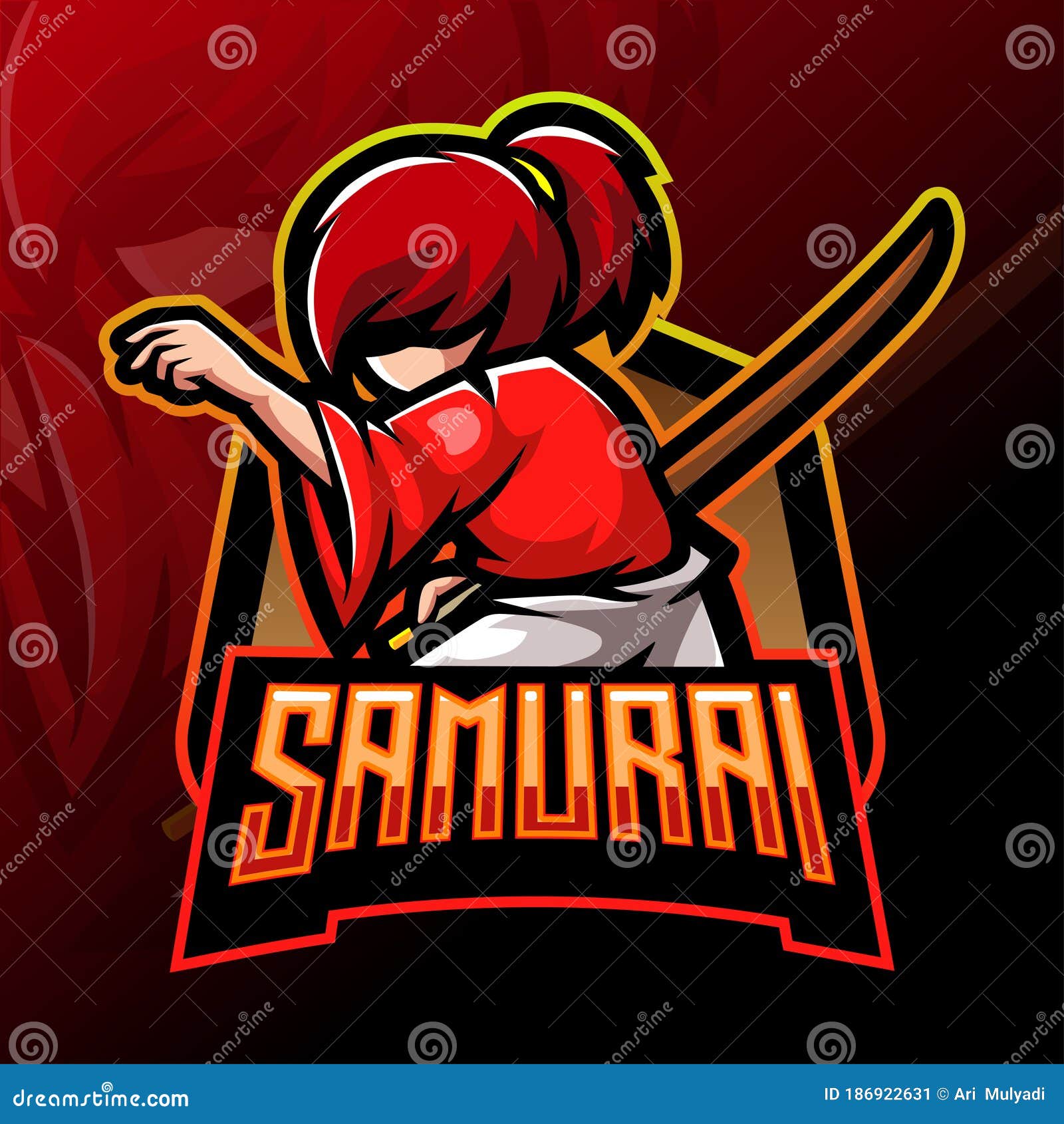 Samurai Esport Logo Mascot Design Stock Vector - Illustration of logo ...
