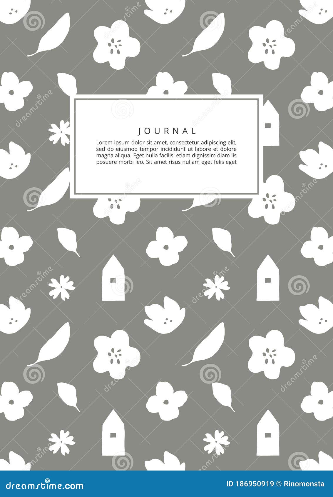Plant Pattern Design for Journal, Diary, Notebook Cover. French Gray ...