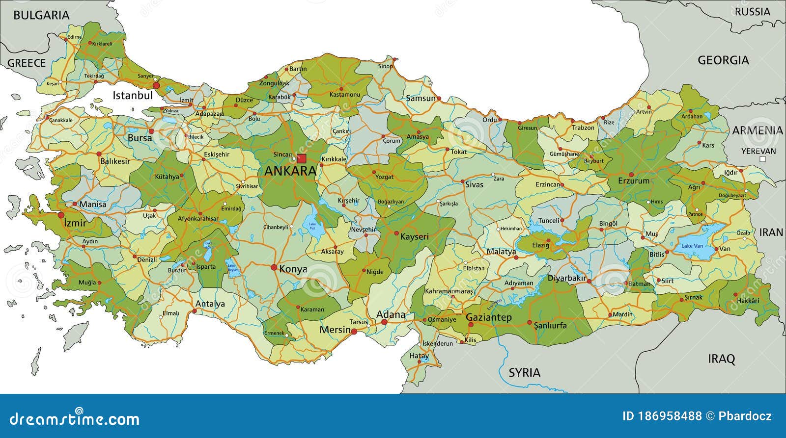Highly Detailed Editable Political Map with Separated Layers. Turkey ...